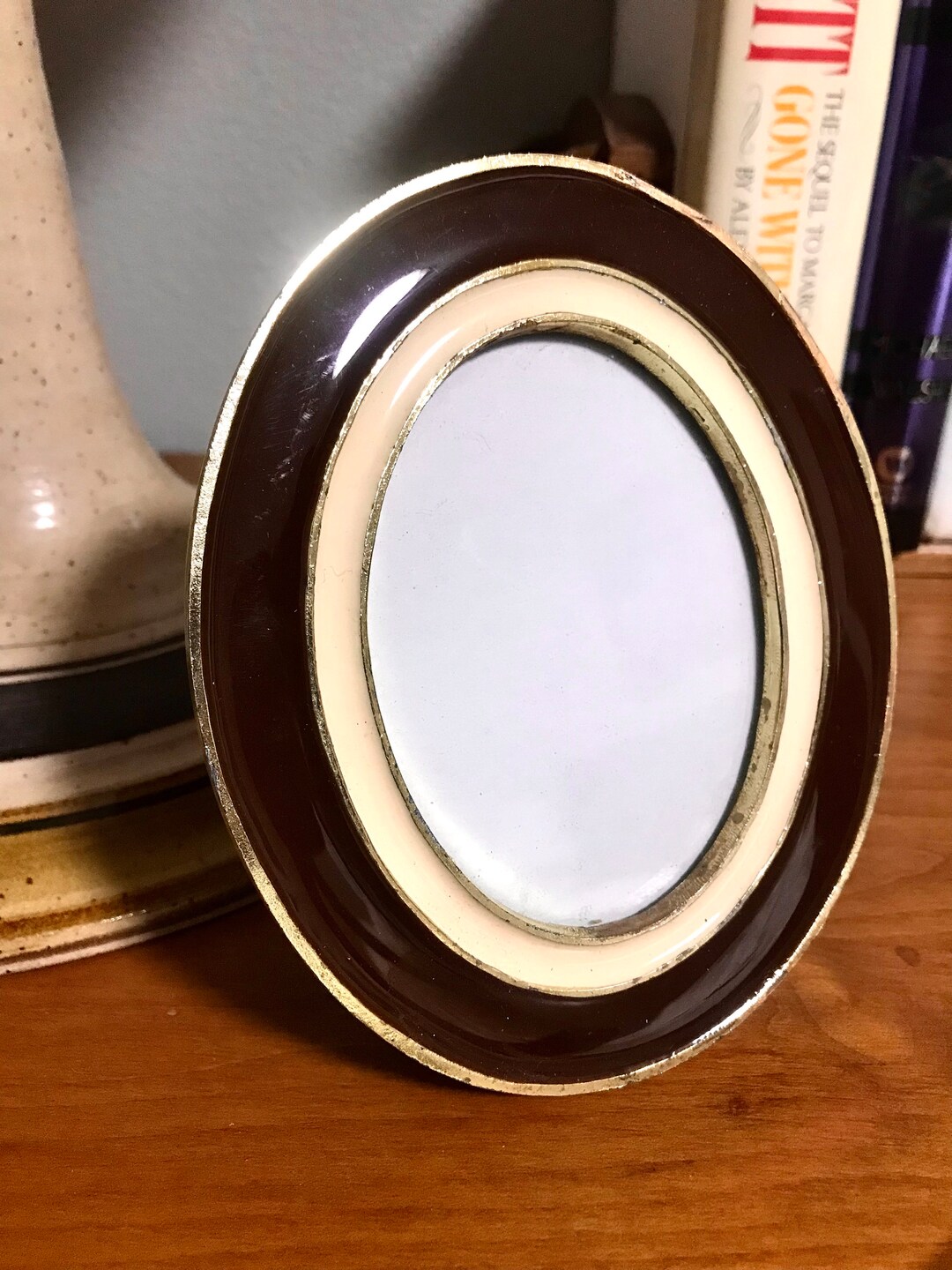 Vintage Buckler's Oval Cloisonné Frame Enameled Brass 1970s, Brown and ...