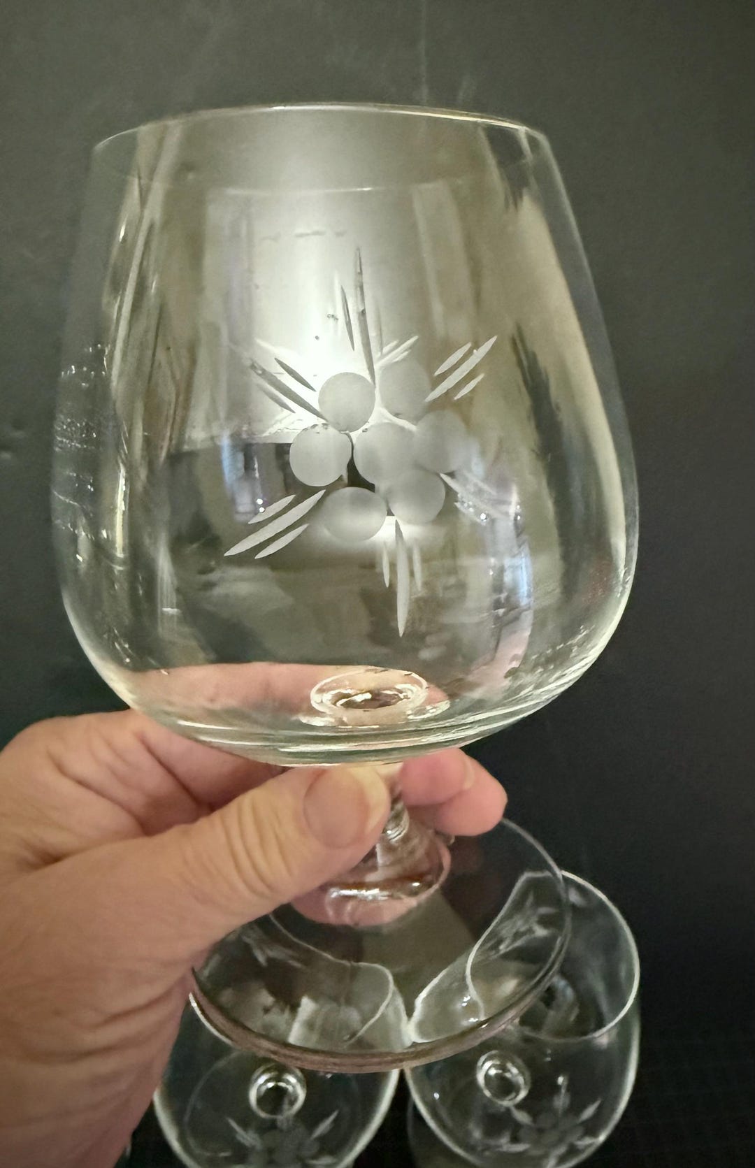 Set of 4 Etched Brandy Snifters, 20 Oz Stemware/glassware - Etsy