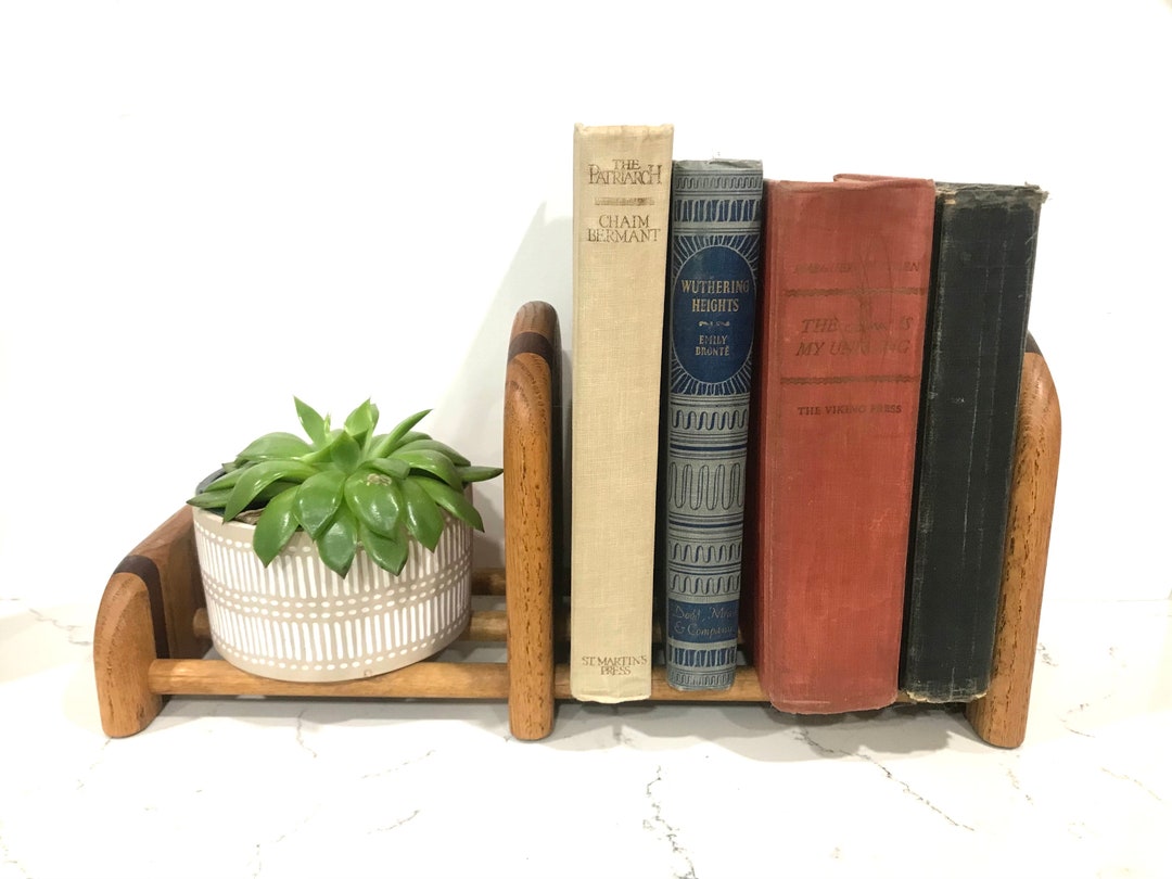 Marquetry Sliding Bookends: Danish Modern Oak & Hardwood - Etsy