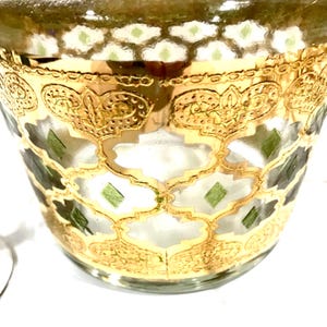 Vintage Culver Valencia Decanter With Stopper 6 Wine Glasses and a Gold ...