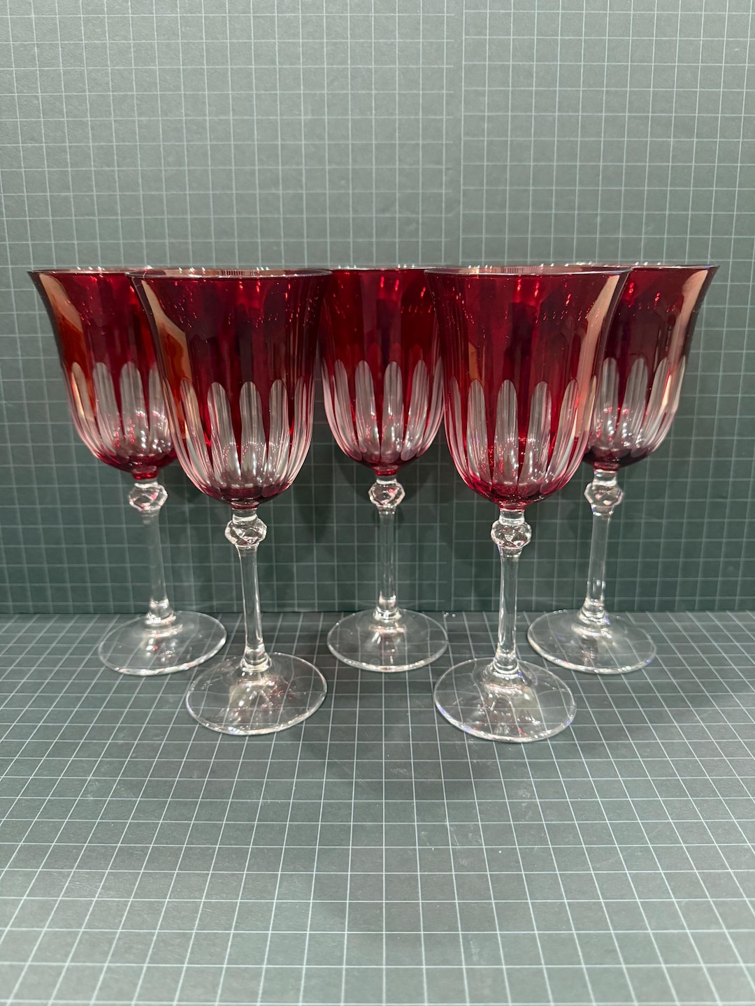 Vintage Gorgeous Le Stelle Gioielli Da Tavola Crystal Set of 5 Ruby Red ...