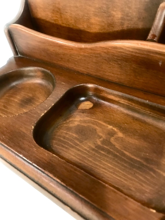 Mid Century Solid Walnut Valet or Desktop Organizer, … - Gem