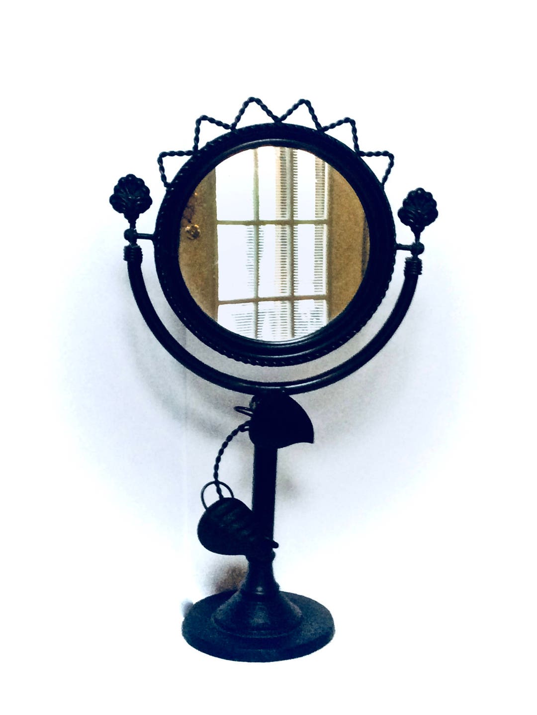 Cast Iron 22in Swivel Pedestal Mirror Blackshaving/makeup - Etsy