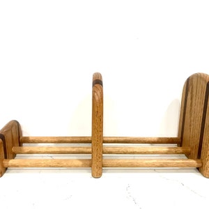 Marquetry Sliding Bookends, Modern Danish Design Solid Oak and Mixed ...