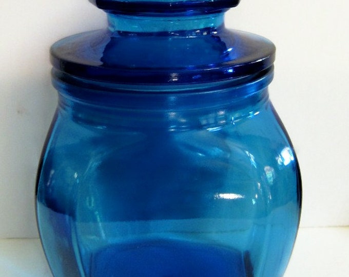 Vintage Cobalt Blue Glass Apothecary Jar, Blue Glass Ginger Jar ...
