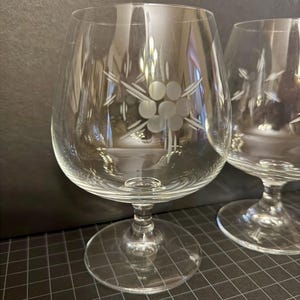 Set of 4 Etched Brandy Snifters, 20 Oz Stemware/glassware - Etsy