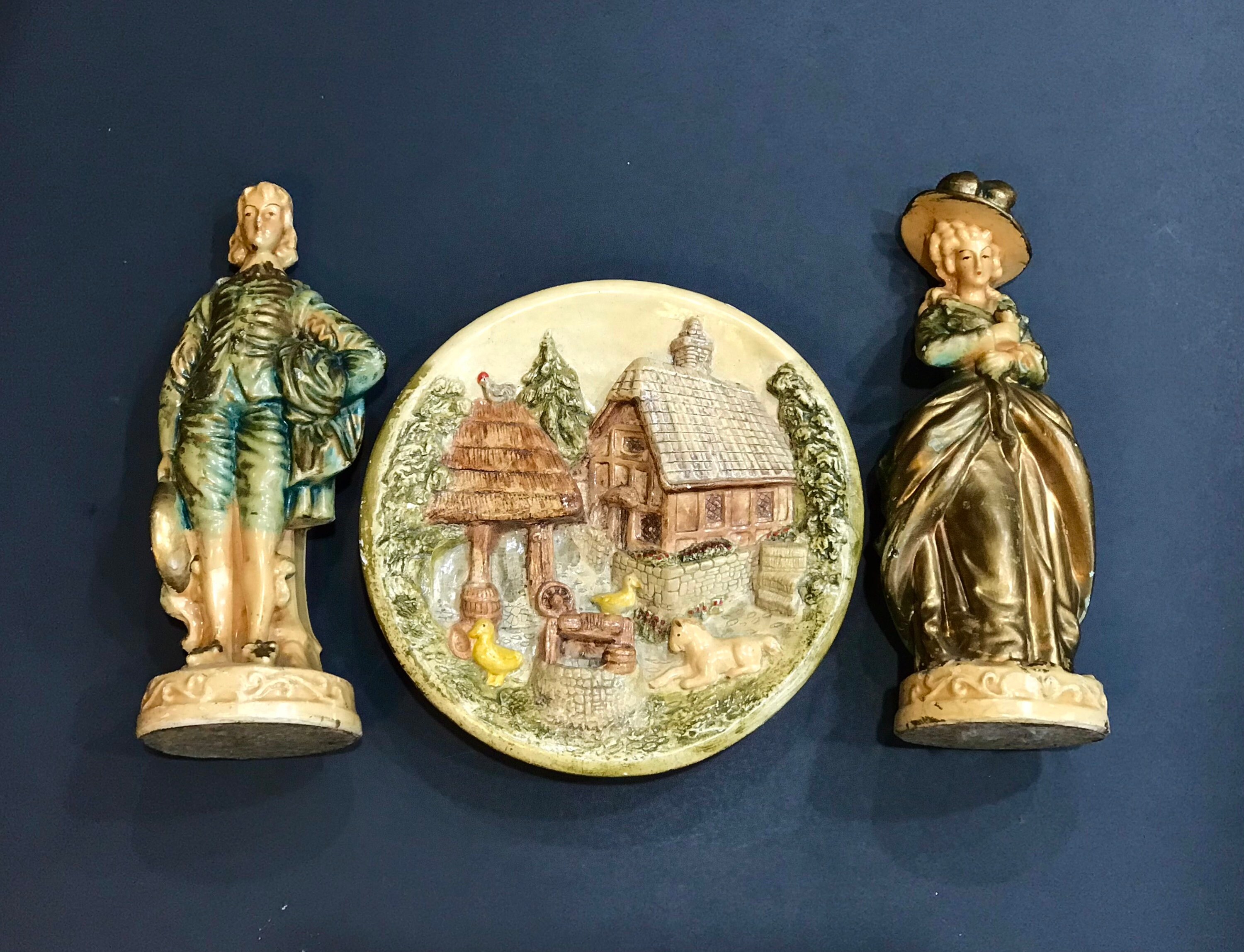 quality guarantee Stunning Large Vintage Chalkware Wall Plaque feat ...