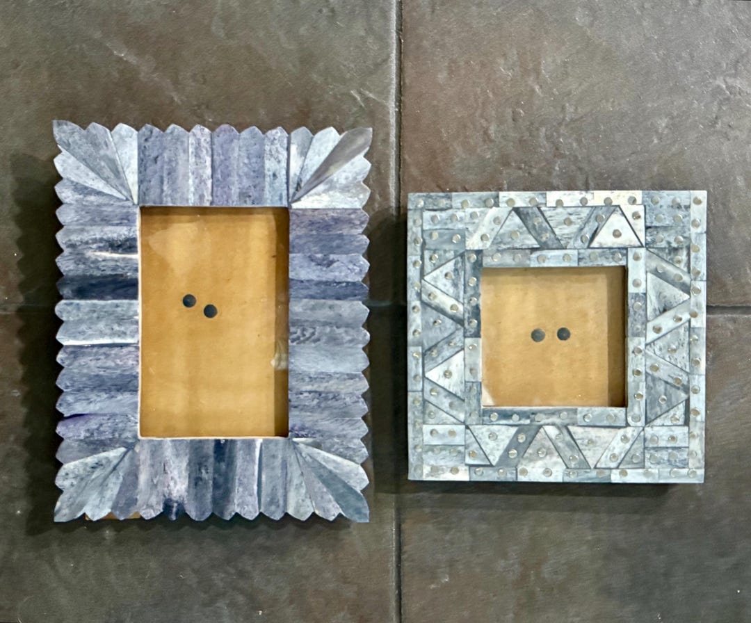 Set of 2 Carved Bone Mosaic Frames, Eclectic Ethnic Style - Etsy