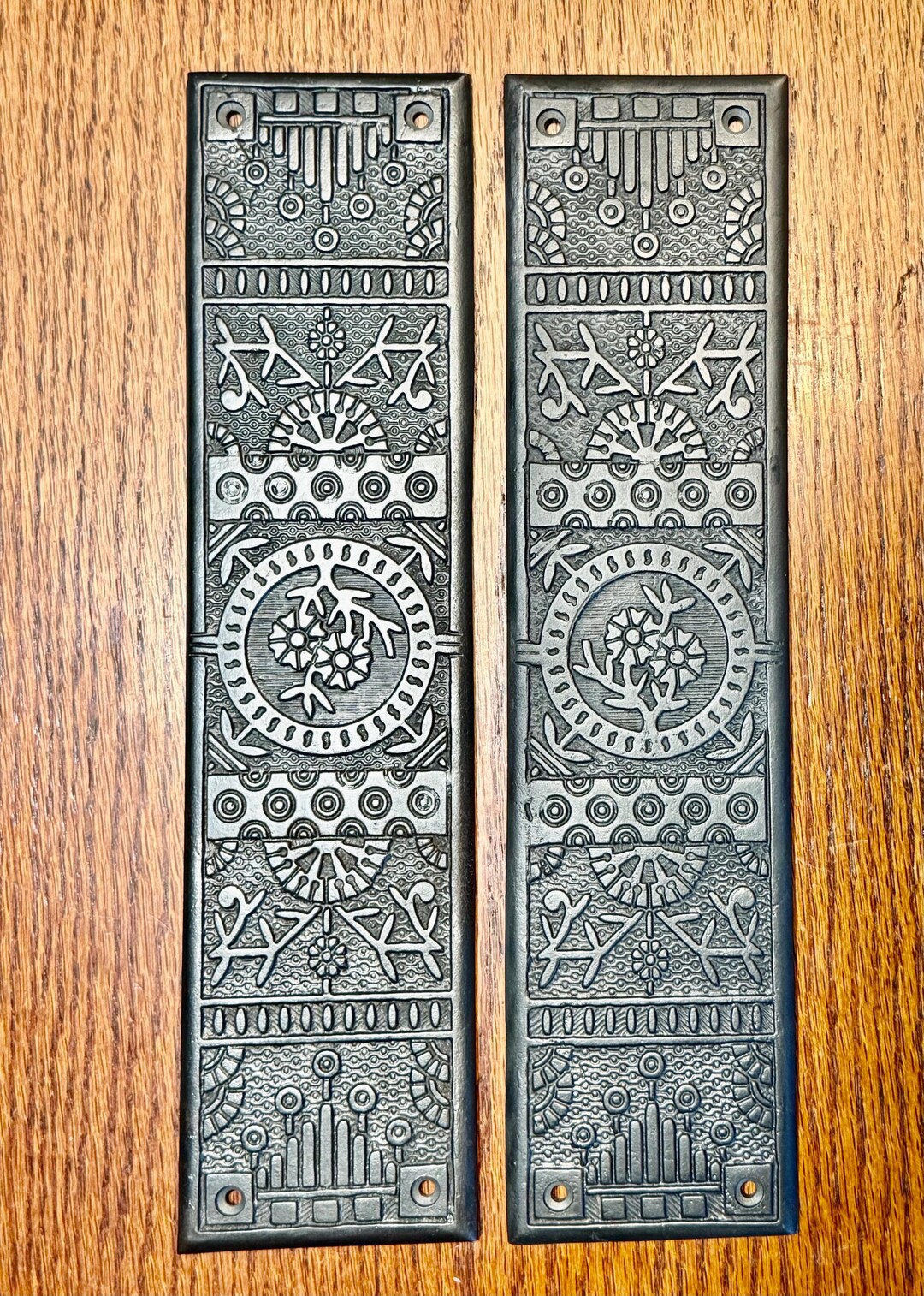 Large Cast Iron Push Plates Windsor Aesthetic Repousse 12x3" Door ...