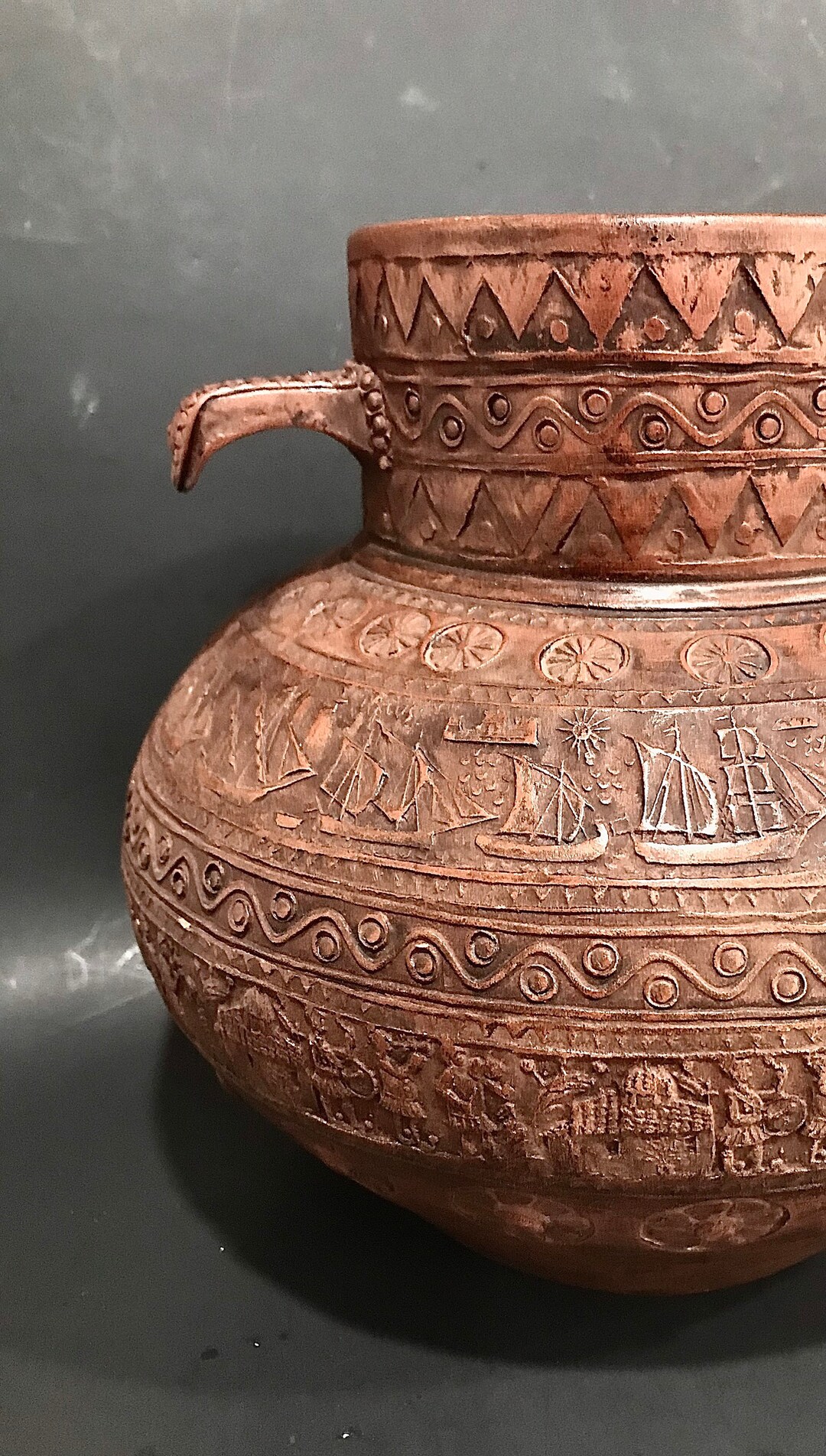 Grecian Hieroglyphics Amphora RUSTIC ART VASE Pit Fired Water Vessel ...