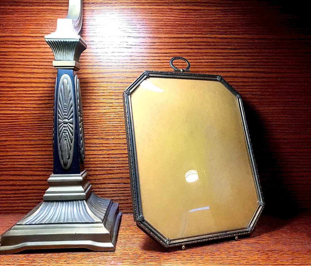 Antique Octagon Frame Concave Glass Brass Tone Metal 8x10 - Etsy