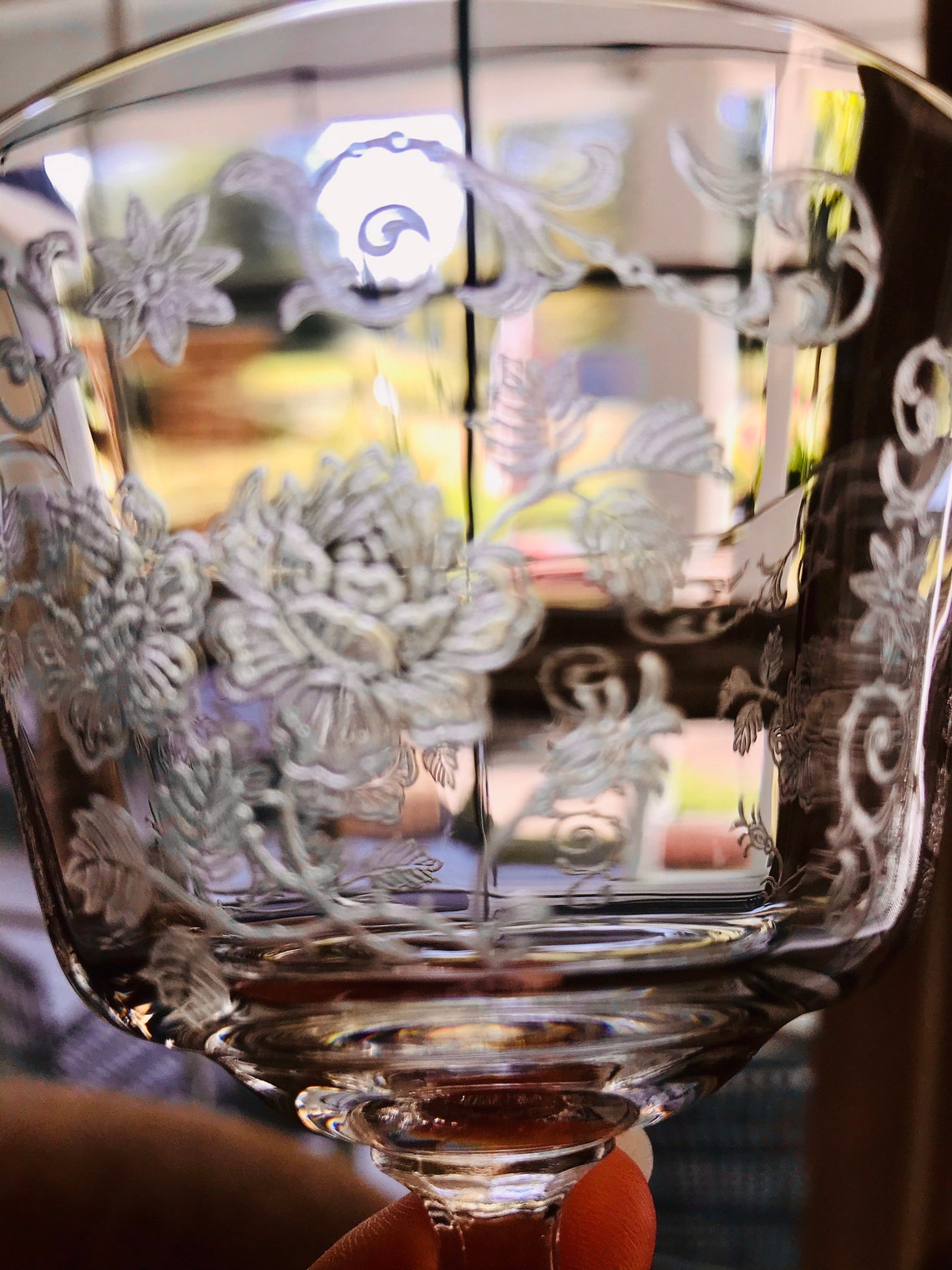 Antique Etched Rose Crystal Stemware Champagne/Tall Sherbet | Etsy