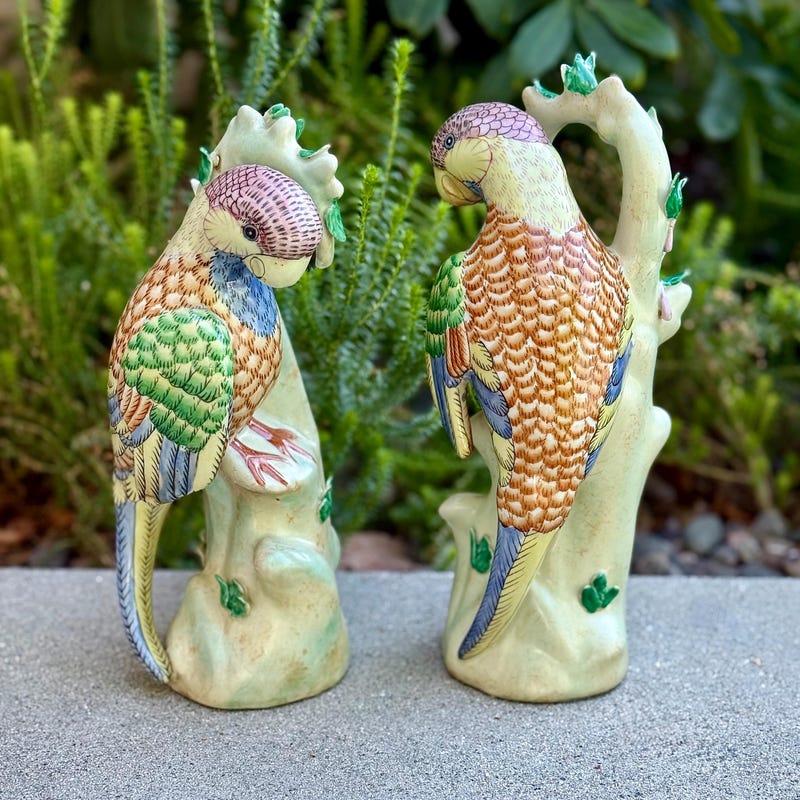Porcelain Antique Parrots - Etsy