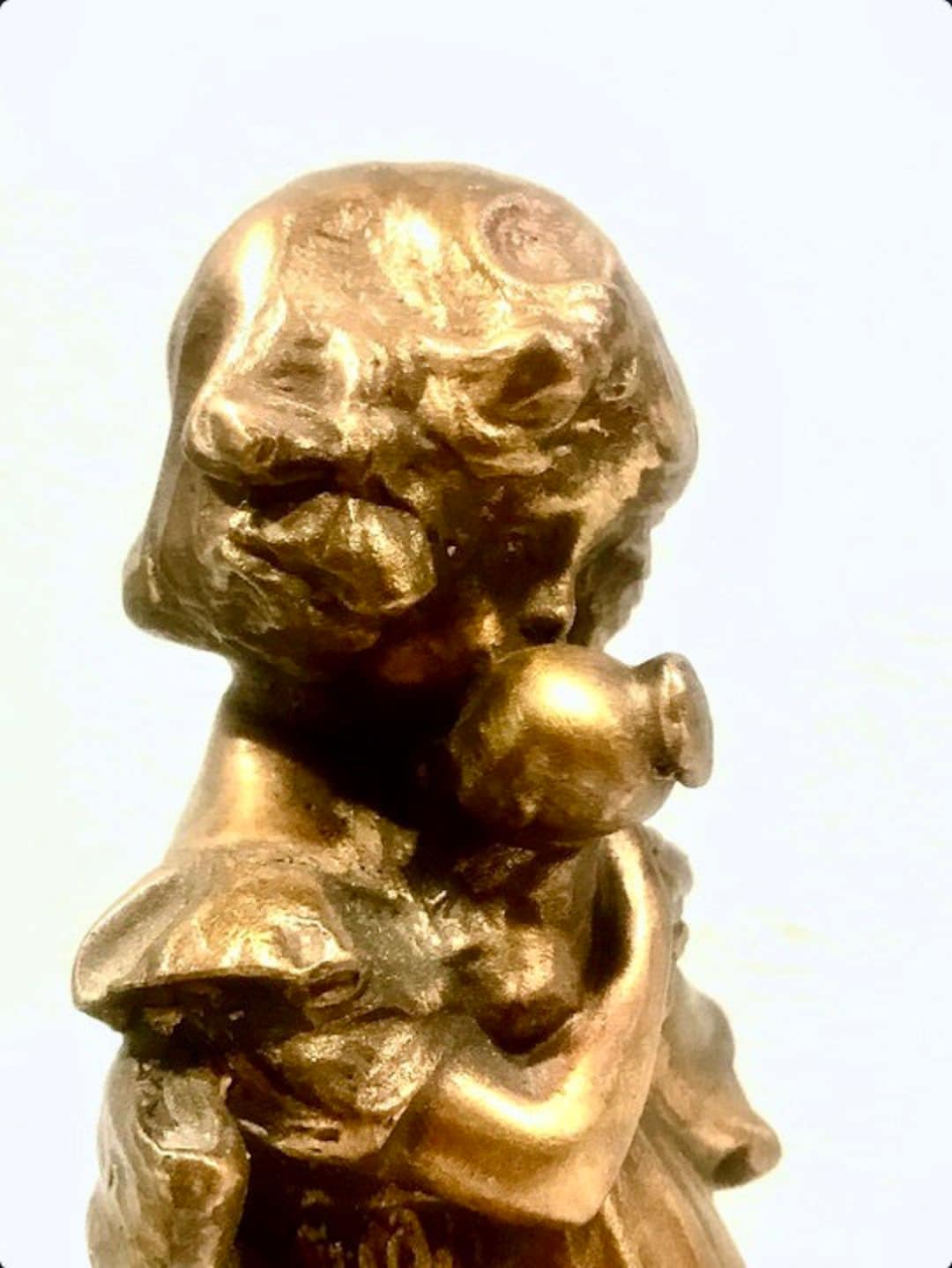 French Gilded Bronze Girl Statue Signed Leo Laporte Blairsy With Her ...