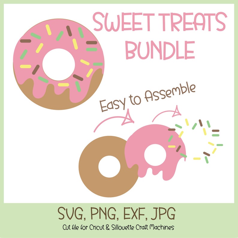 Sweet Treats Bundle Instant Download .jpg .svg .dxf .png Cupcake Donut ...