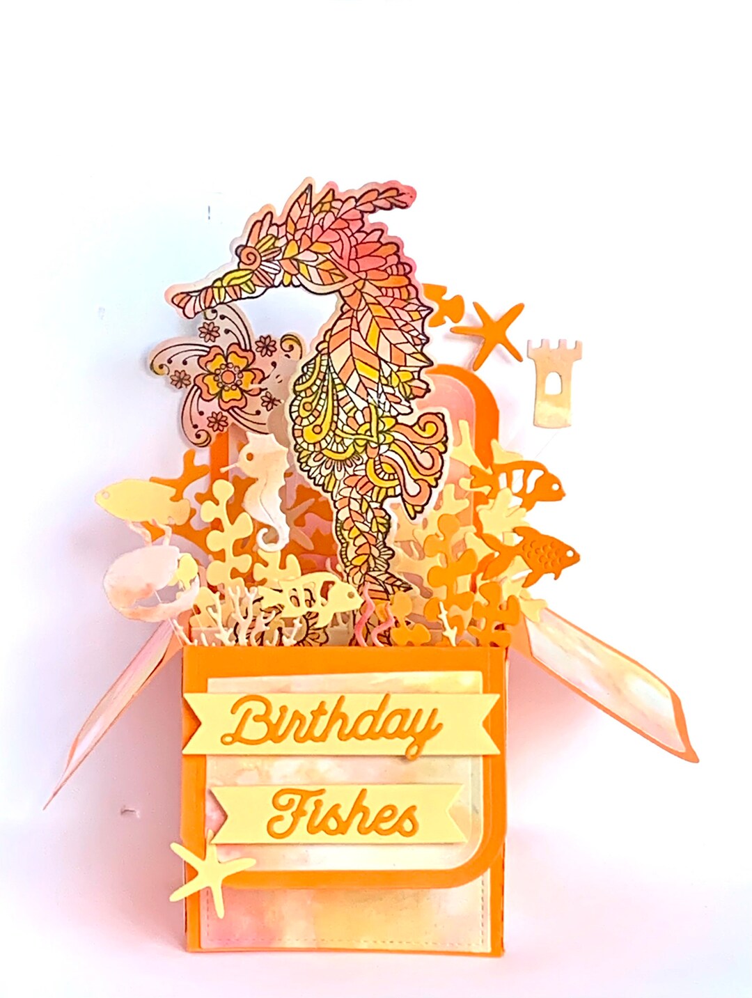 Pop up Seahorse and Fish 3D Card Marine Seascape Cards - Etsy
