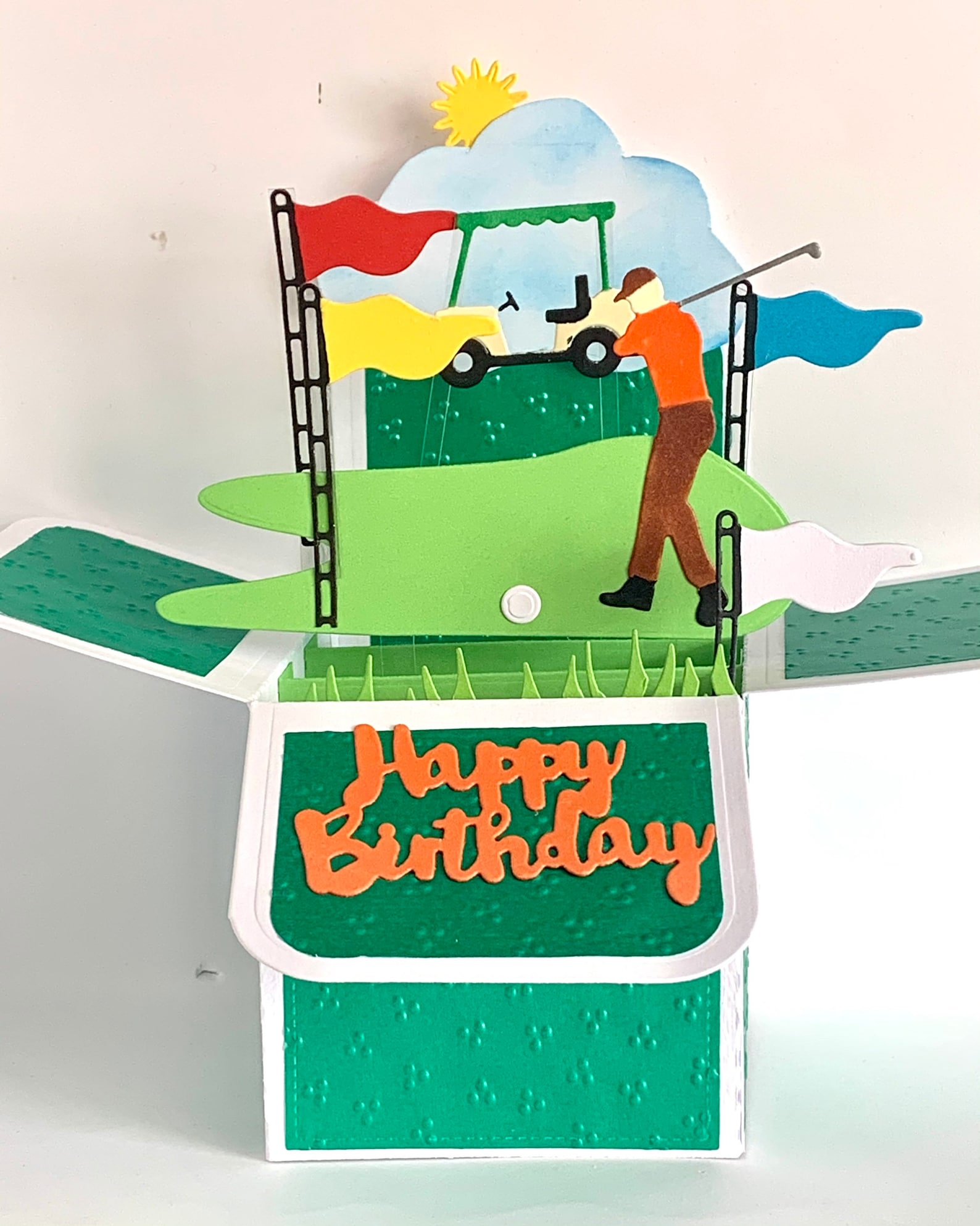 Pop up Golf Happy Birthday Card, 3D Card, Exploding Box Card, Handmade ...