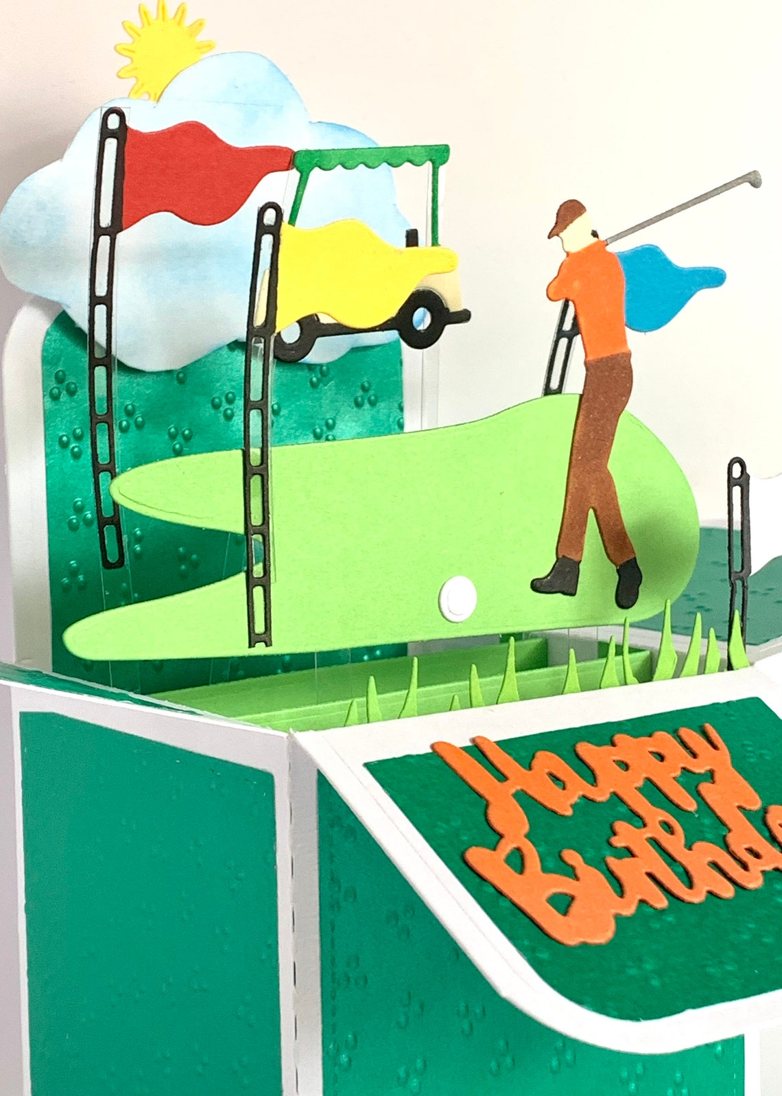 Pop up Golf Happy Birthday Card, 3D Card, Exploding Box Card, Handmade ...