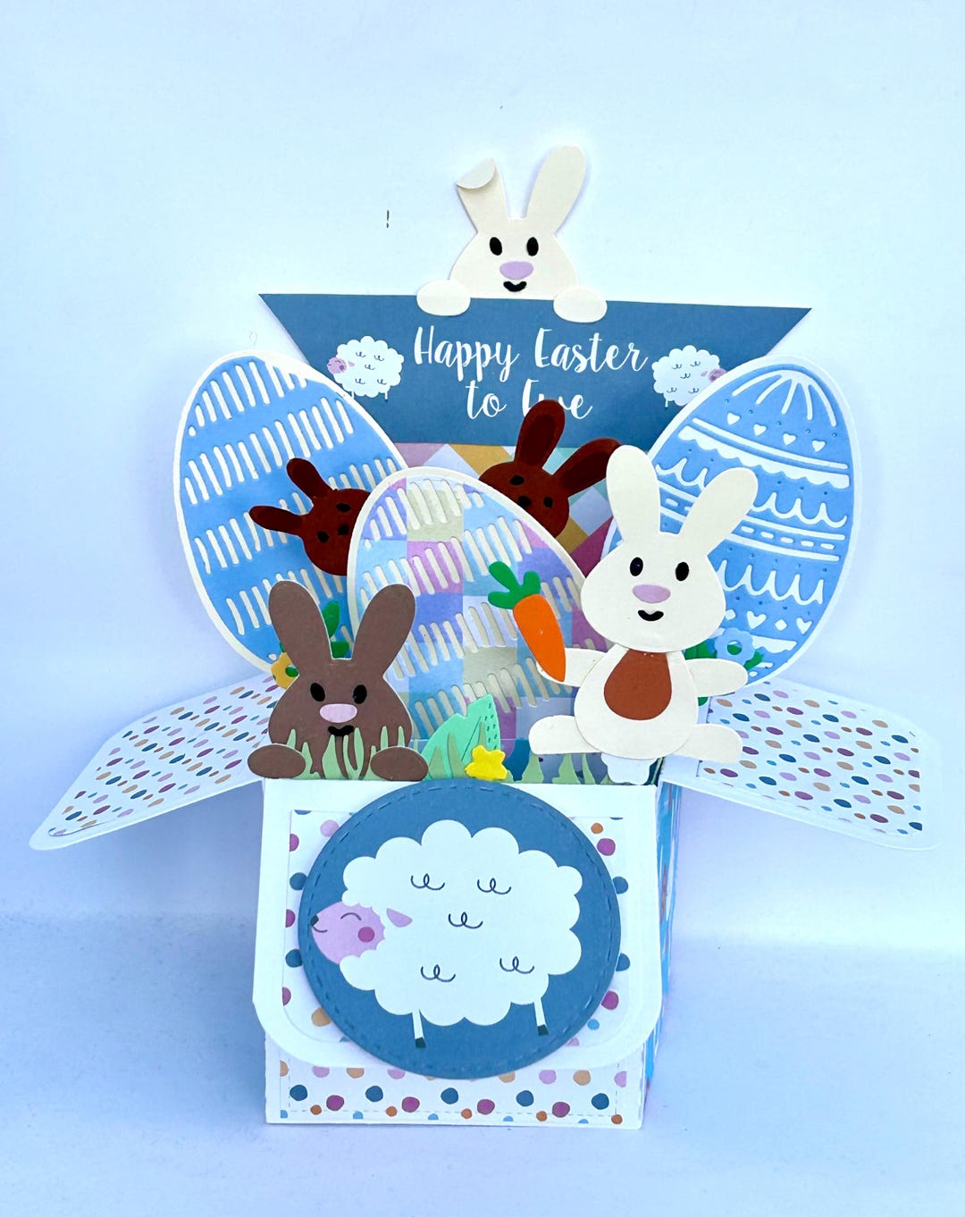 Easter Bunny Pop up Card, 3D Exploding Box Card, Easter Egg ...