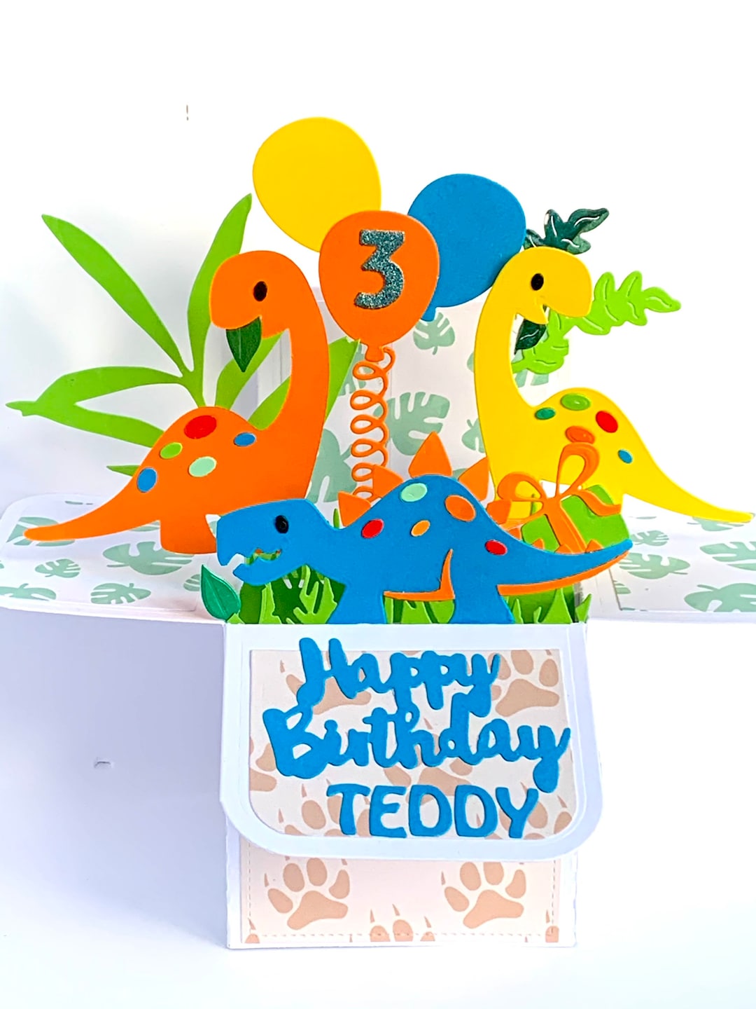 Pop up Dinosaur Exploding Box Card 3D Dinosaur Card - Etsy