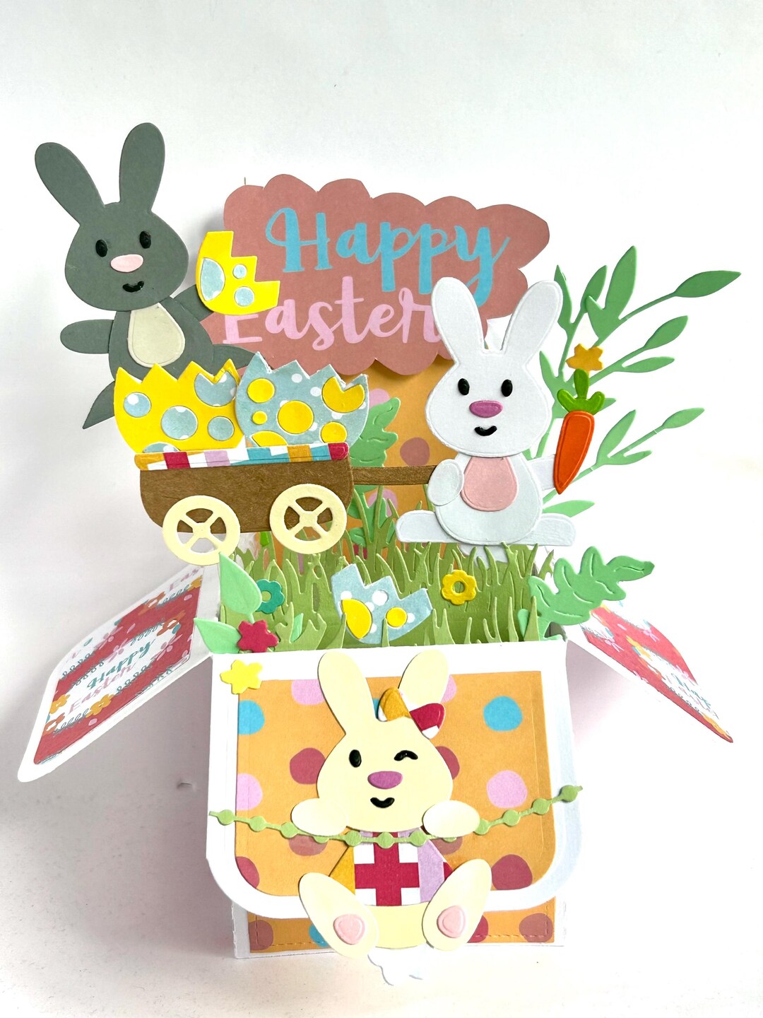 Easter Bunny Pop up Card, 3D Exploding Box Card, Easter Egg ...