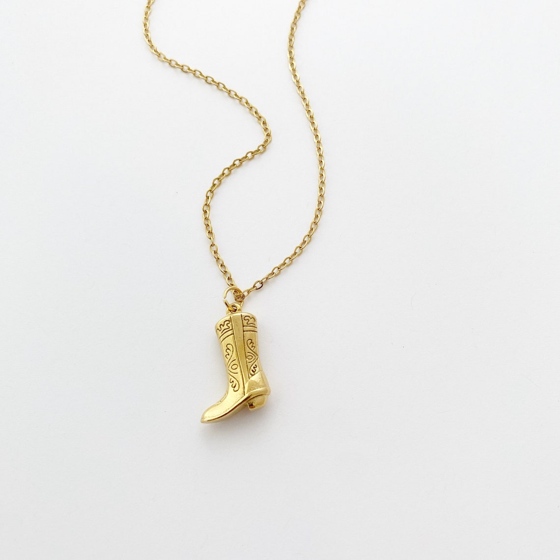 Cowboy Boot Necklace Gold - Etsy