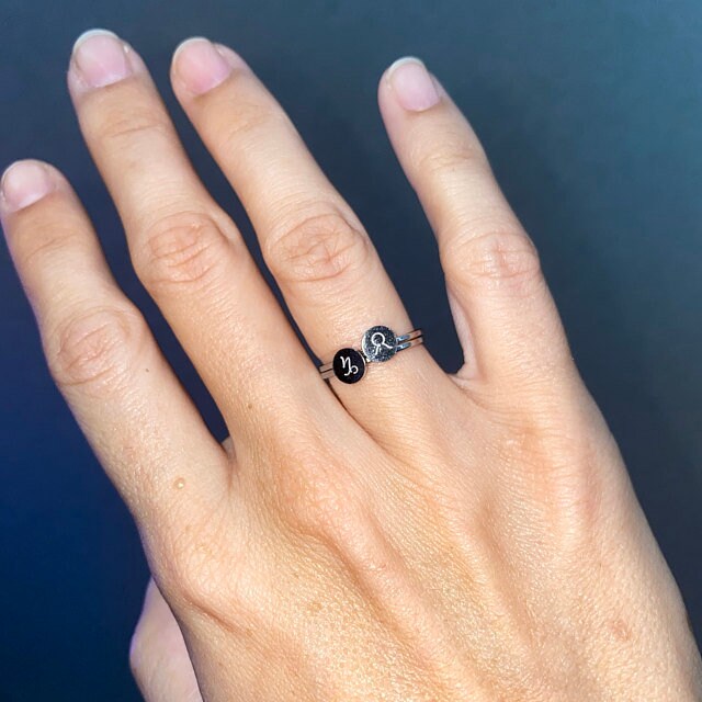Stacking Rings Initial Letter & Zodiac Constellation Sign - Etsy Canada
