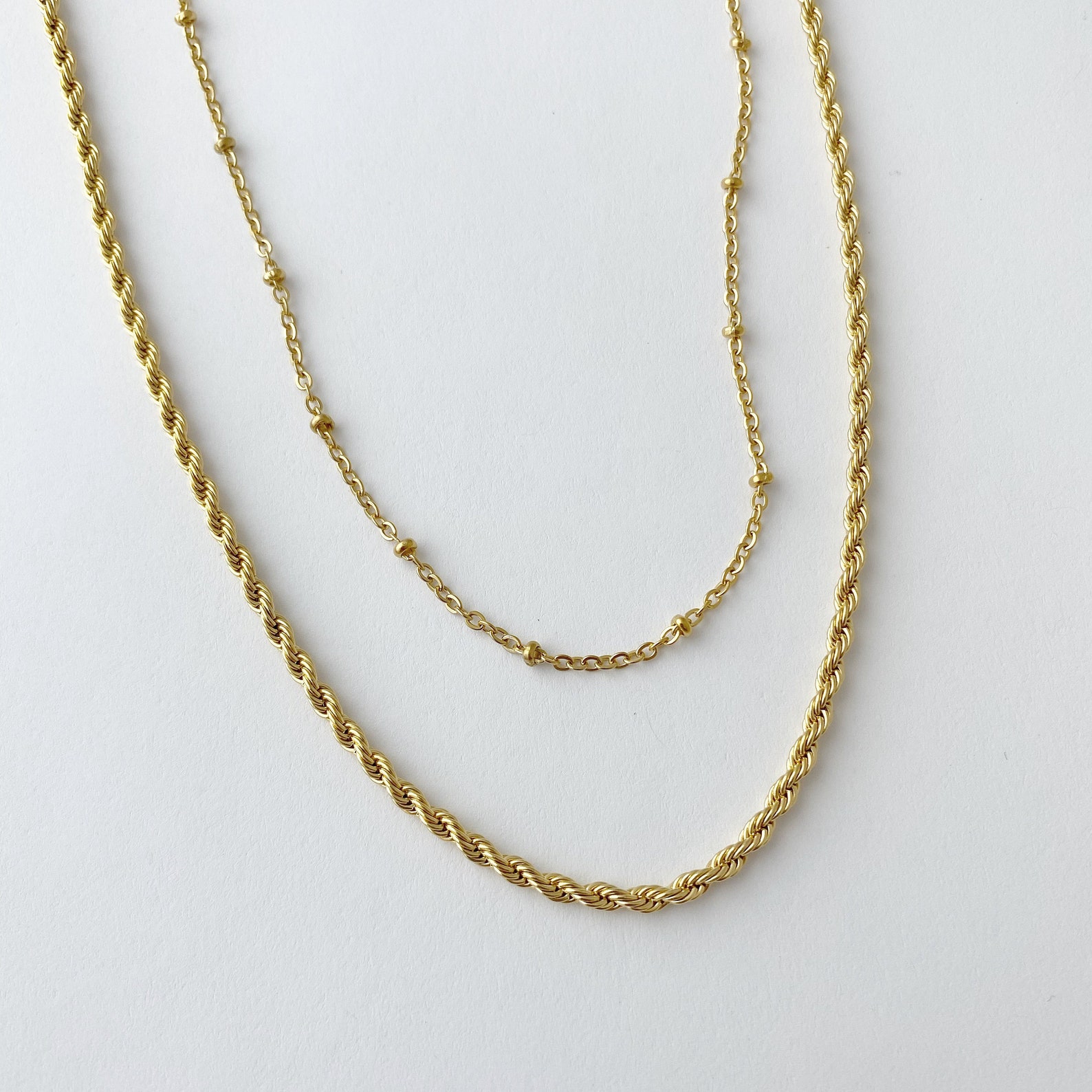 2 Piece Chain Twist Rope Chain & Saturn Chain Silver Gold - Etsy UK
