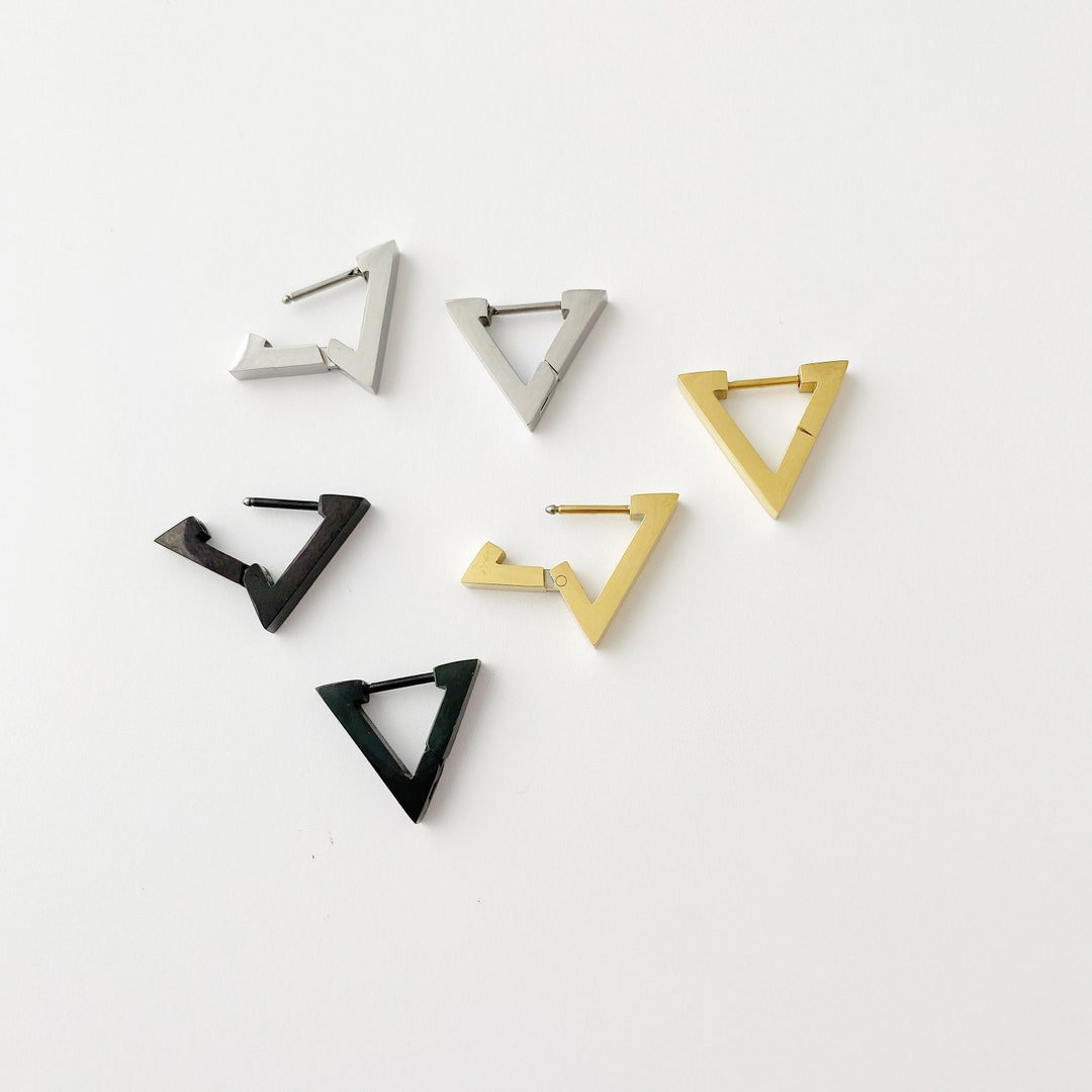 Triangle Hoop Earrings: Gold, Silver, Black - Etsy