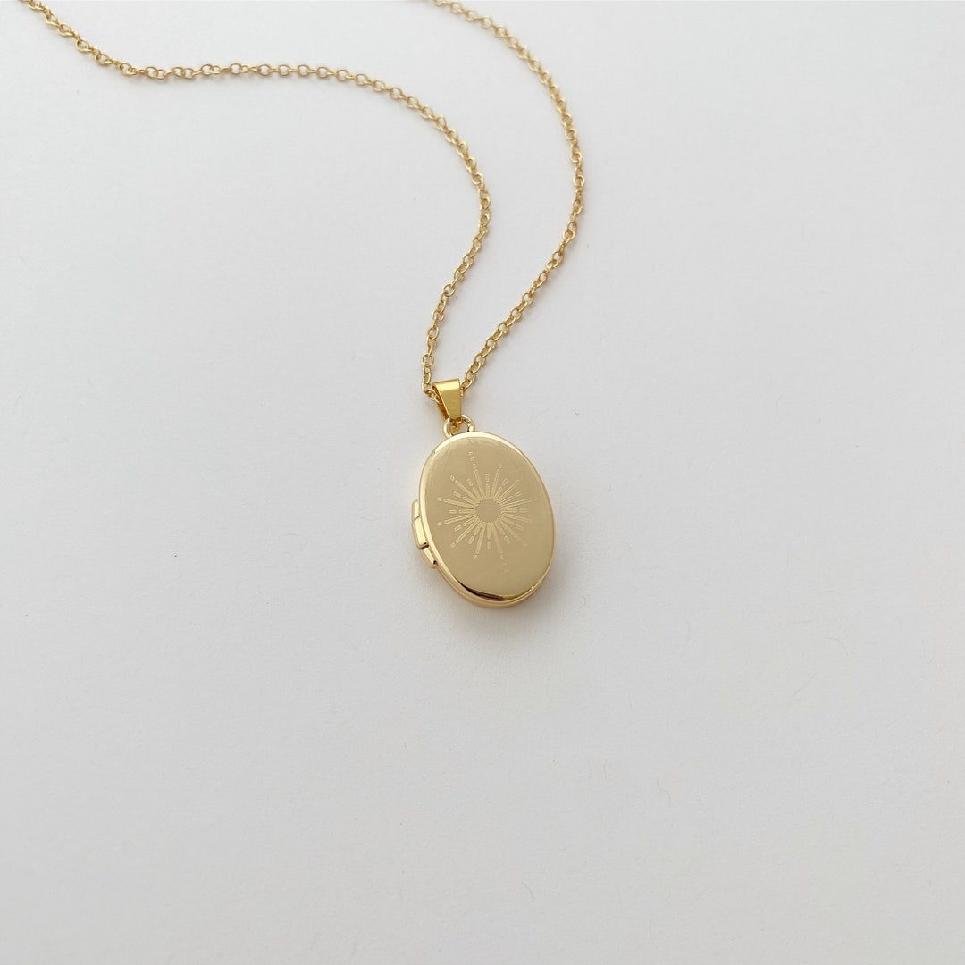 Sun Photo Locket Necklace Gold - Etsy