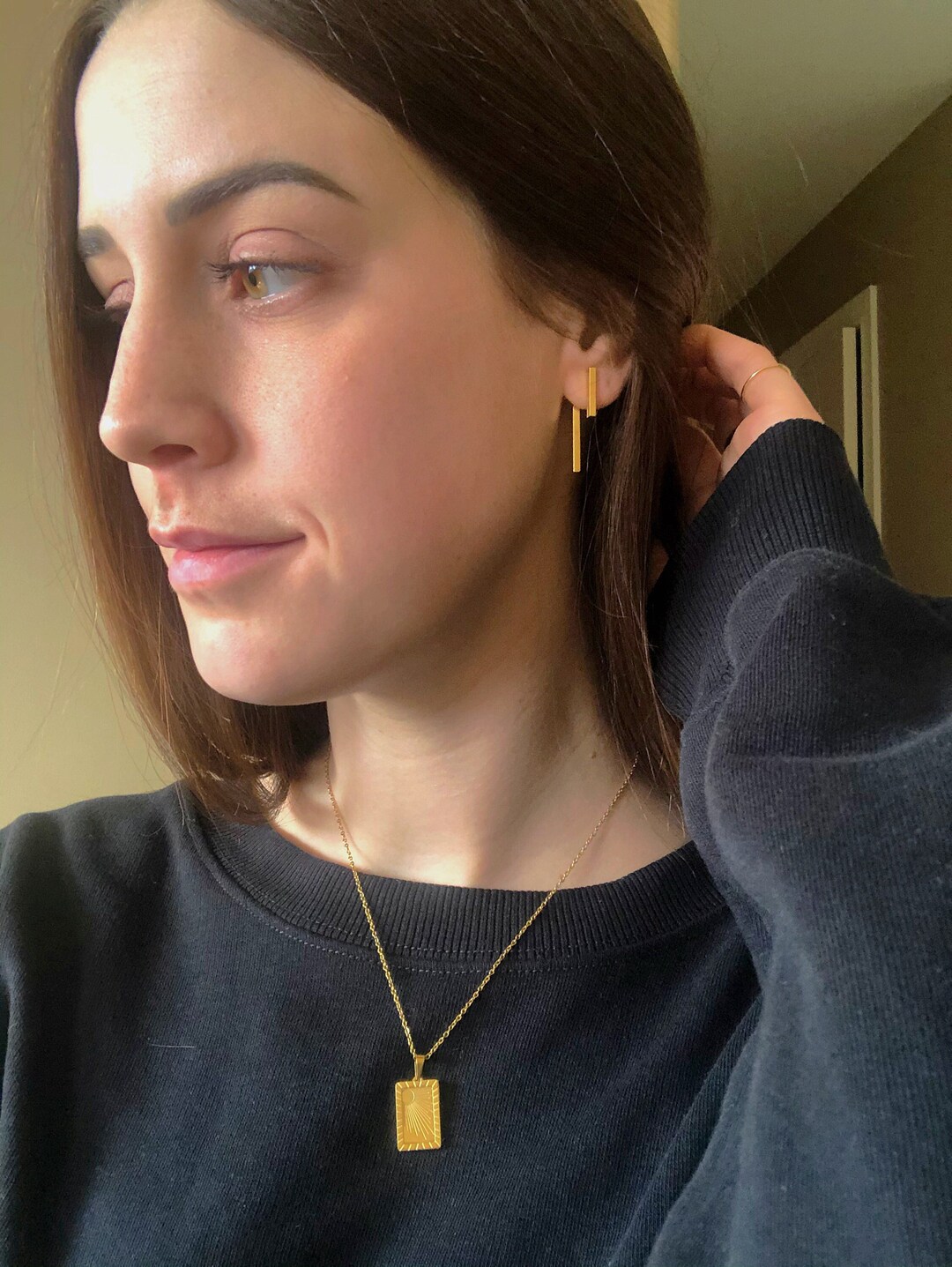 Double Post Earrings, Gold, Rose Gold, Silver - Etsy