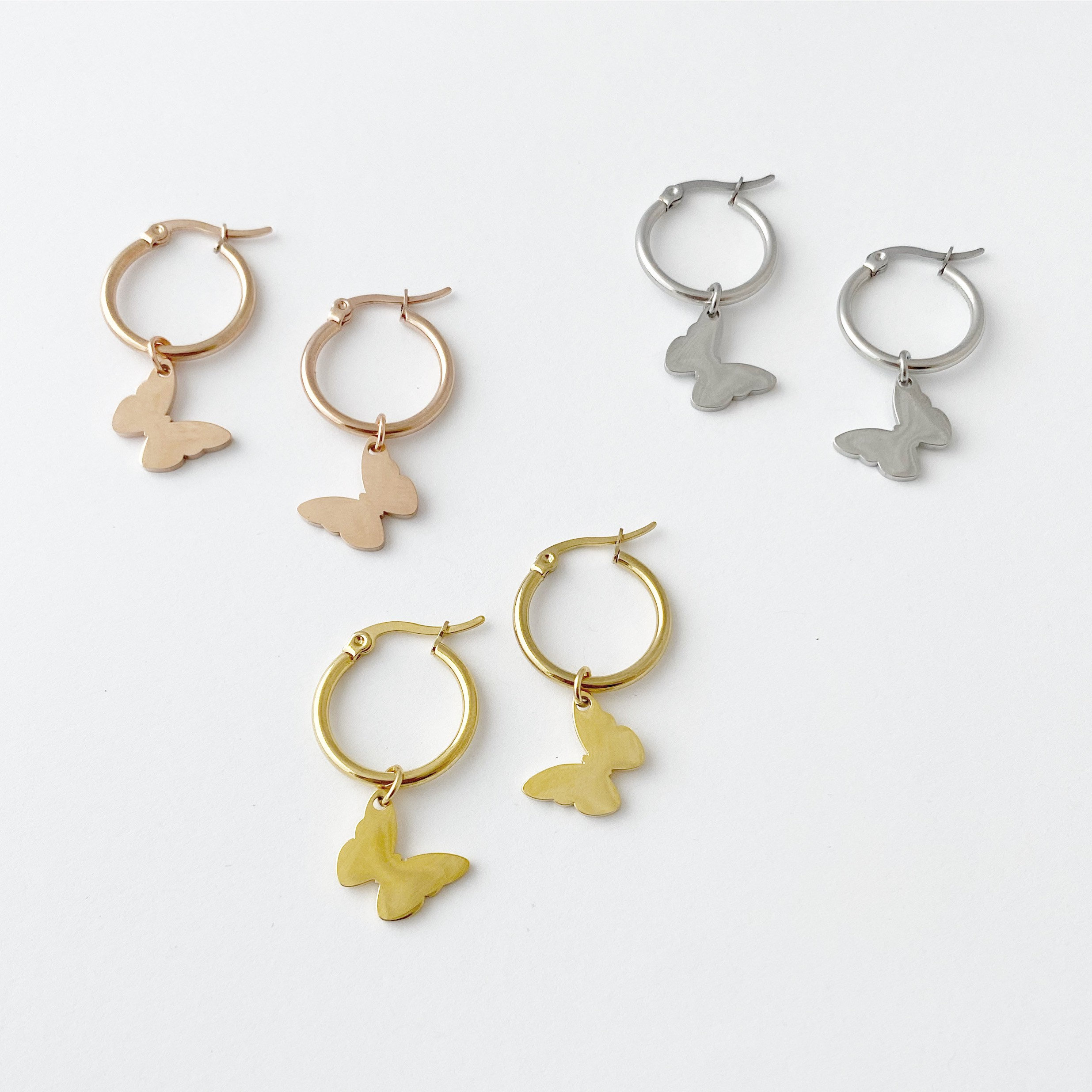Hoop earrings with butterfly store