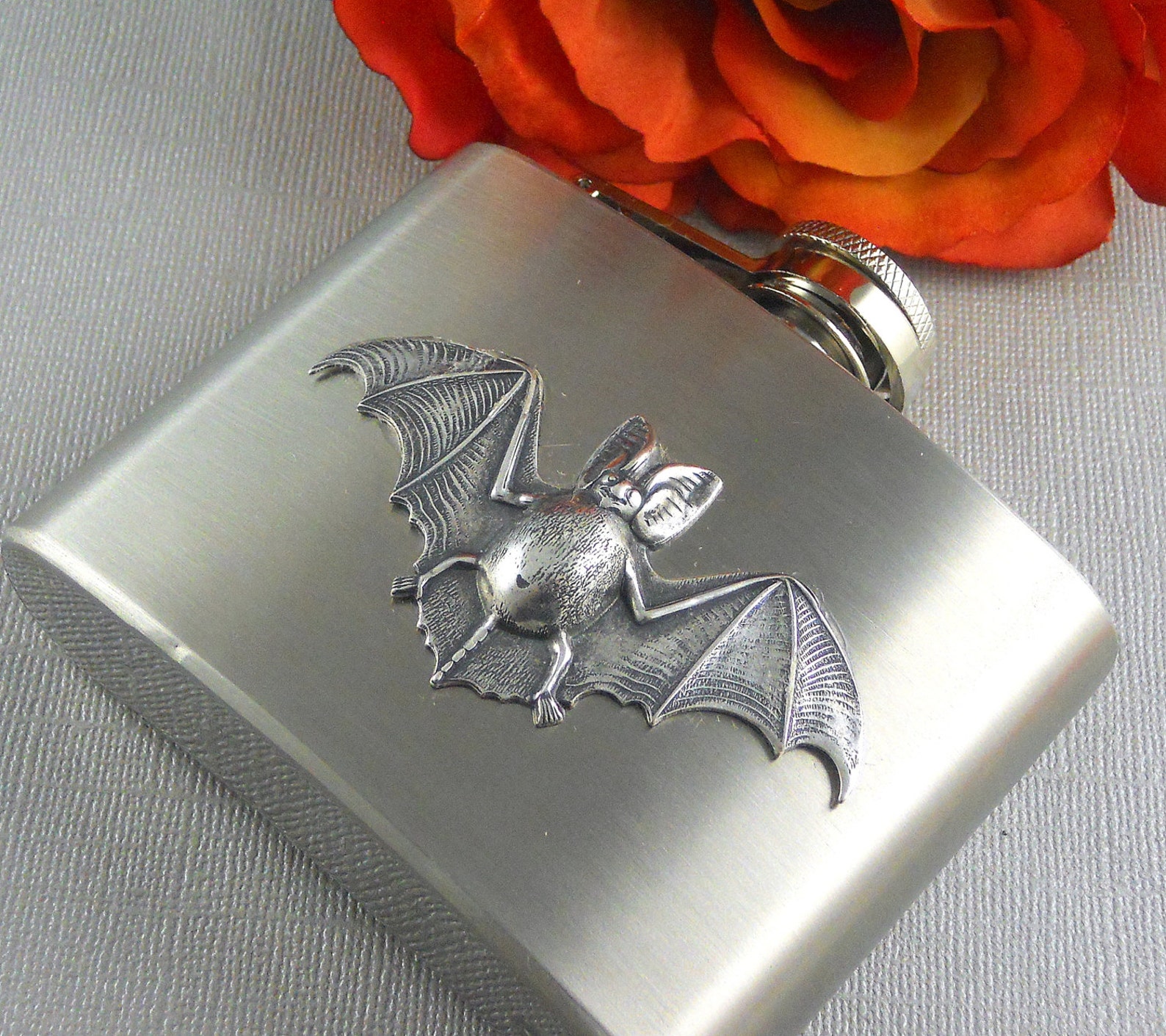 Steampunk Bat Flask, Gothic Victorian Stainless Steel, Vampire Flask ...