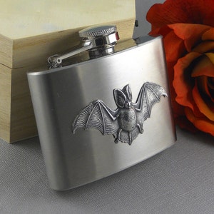 Steampunk Bat Flask, Gothic Victorian Stainless Steel, Vampire Flask ...