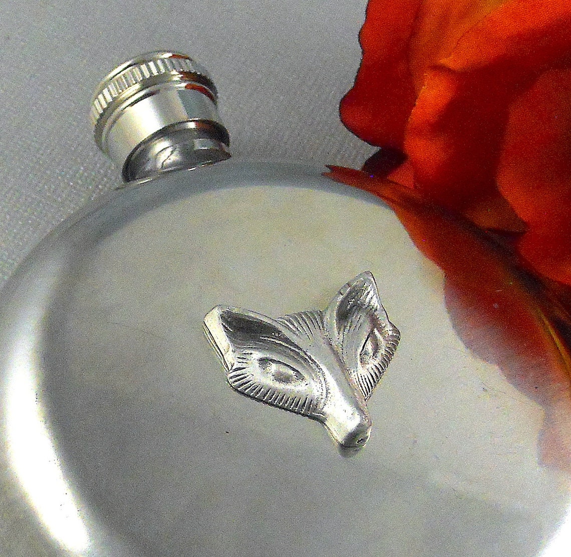 Steampunk Fox Flask, Antique Silver Finish, 5oz Steel Flask - Etsy