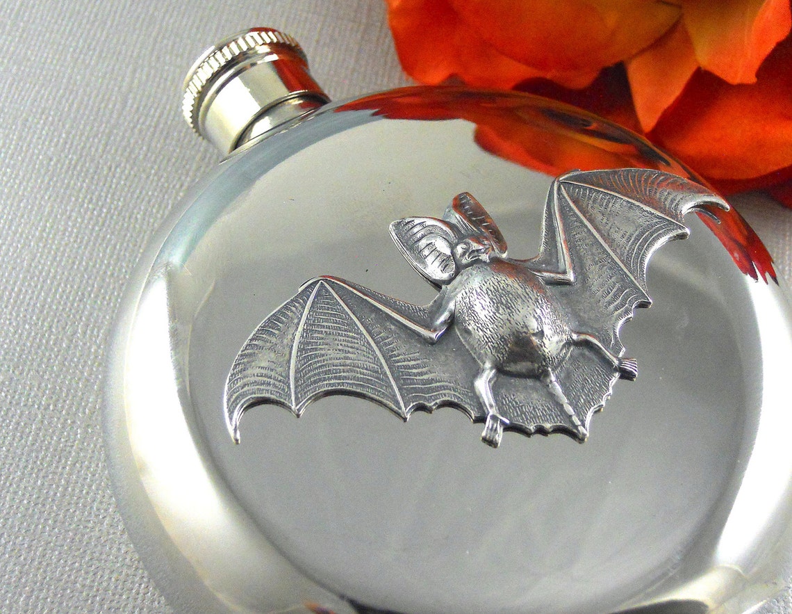 Round Steampunk Bat Flask Gothic Victorian Stainless Steel - Etsy