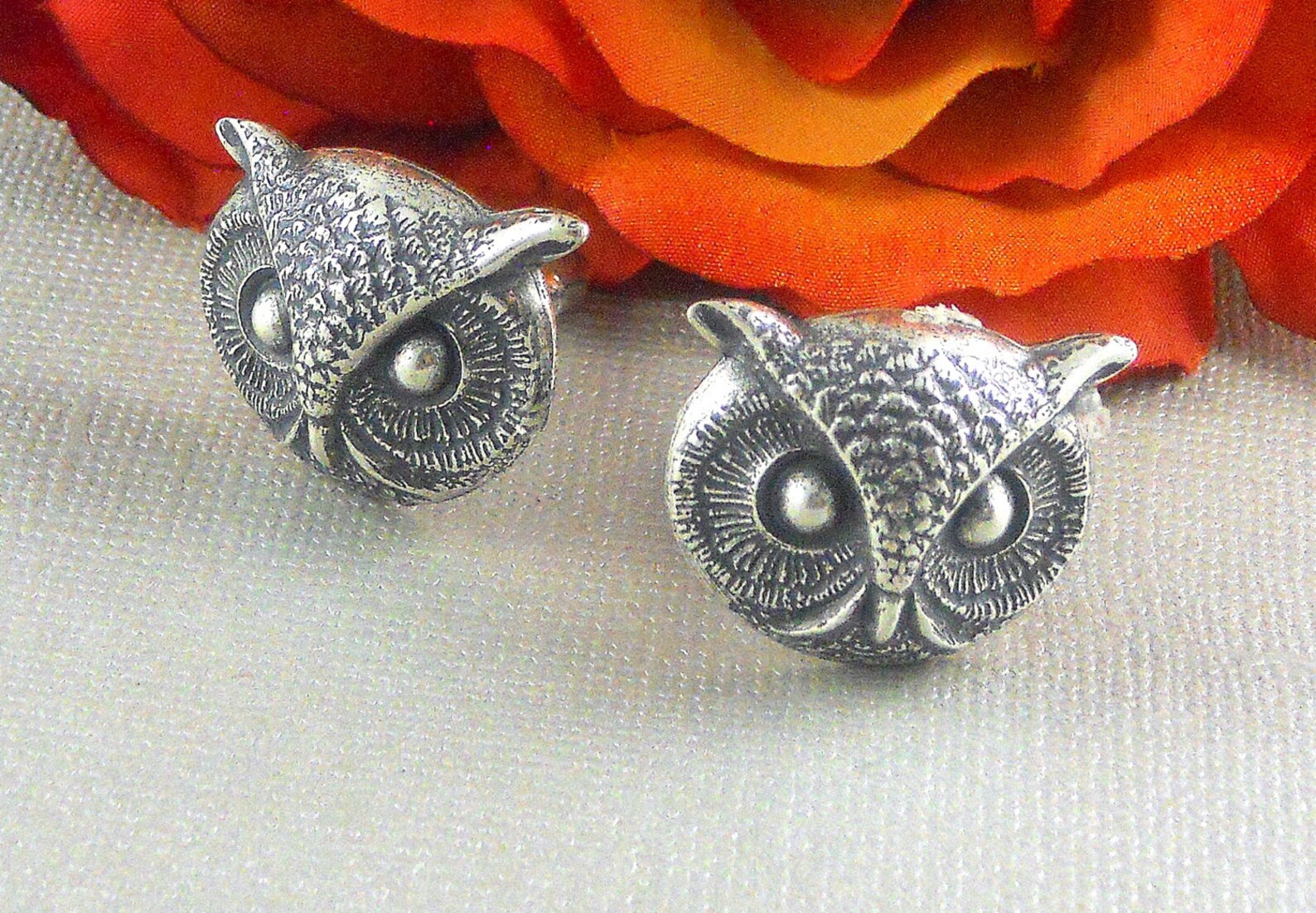 Owl Cufflinks Antique Silver Big Gothic Victorian Steampunk - Etsy