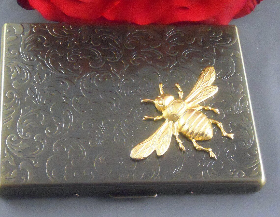 Bumble Bee Cigarette Case Brass Bumble Bee Antique Bronze | Etsy