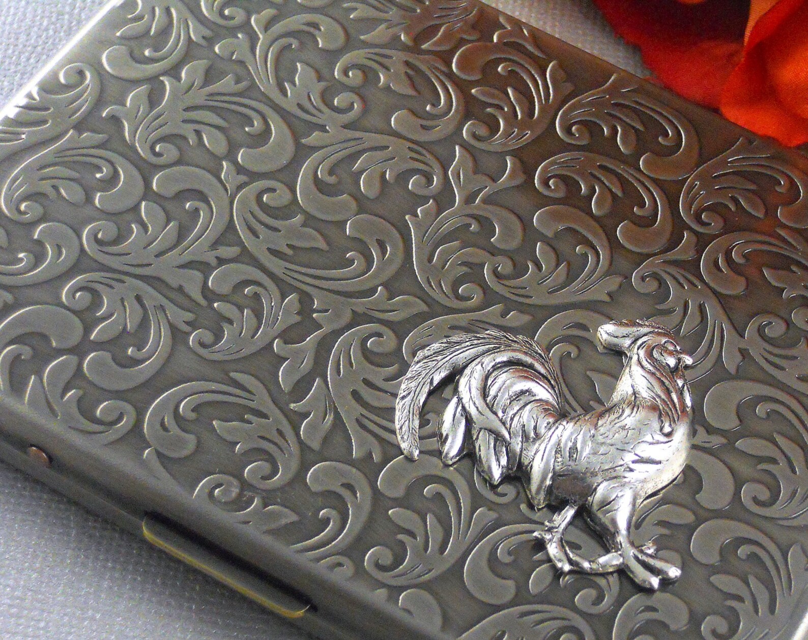 Rooster Cigarette Case Vintage Inspired Silver Rooster Holder | Etsy