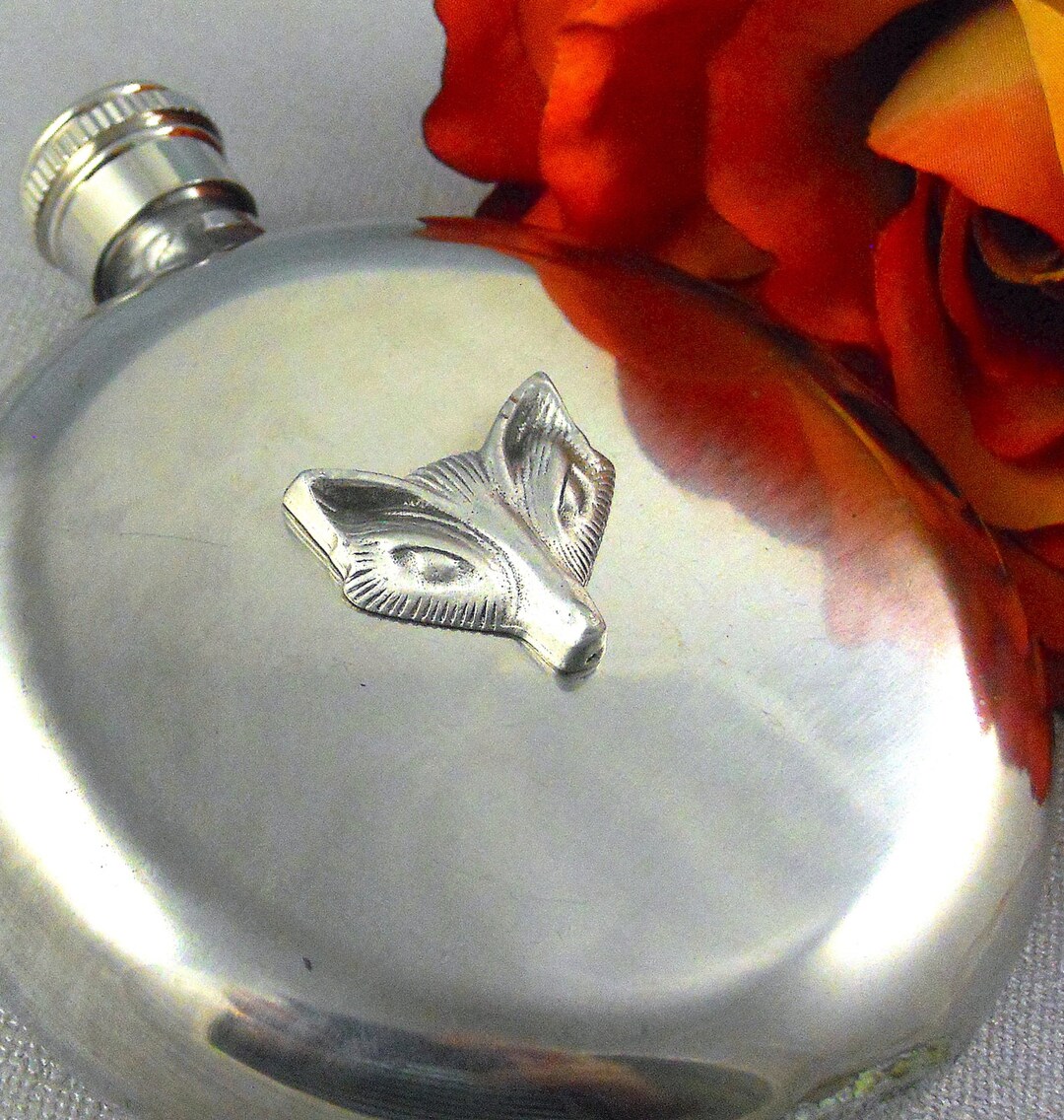 Steampunk Fox Flask, Antique Silver Finish, 5oz Steel Flask - Etsy