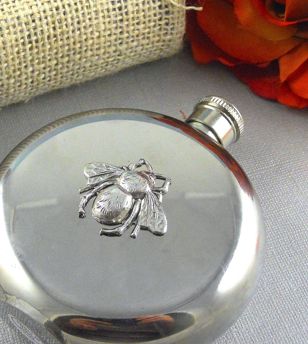 Silver Bumble Bee Flask, Bumble Bee, Insect, Bug, Vintage Inspired ...
