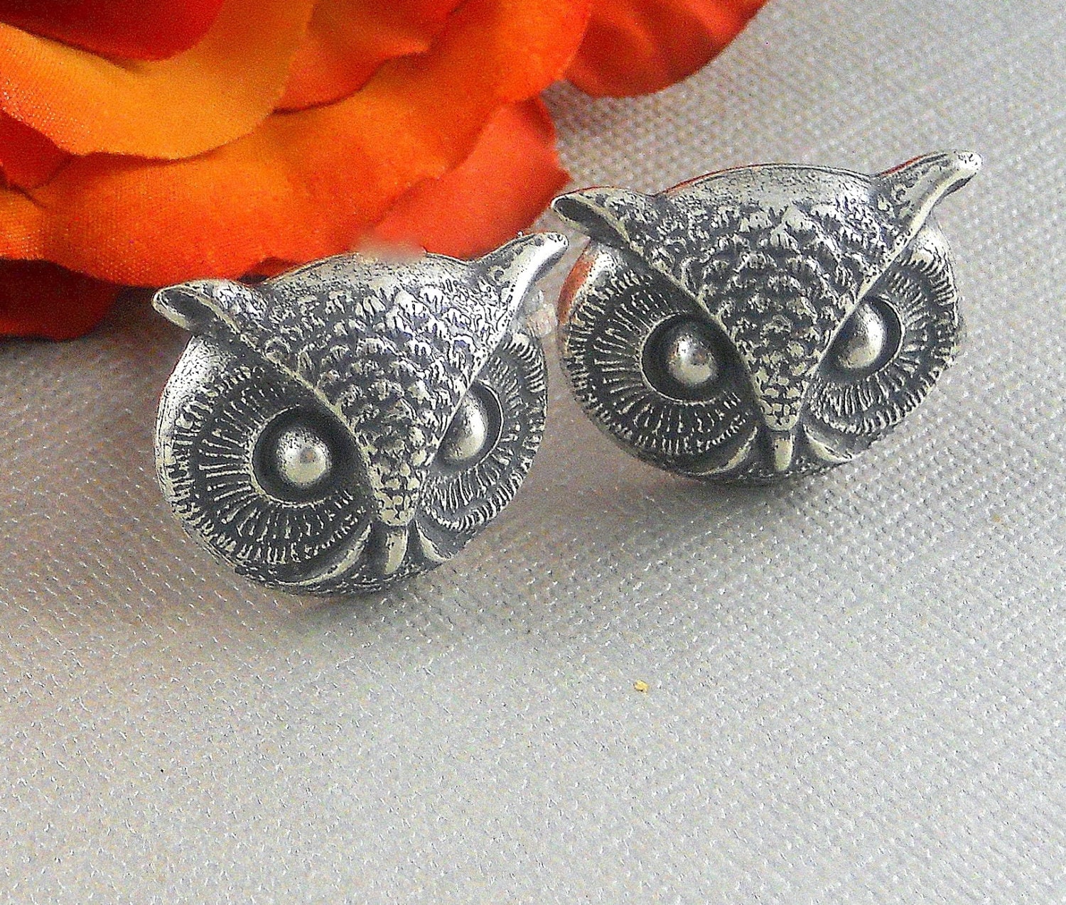 Owl Cufflinks Antique Silver Big Gothic Victorian Steampunk | Etsy