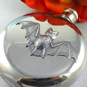 Round Steampunk Bat Flask, Gothic Victorian Stainless Steel, Vampire ...