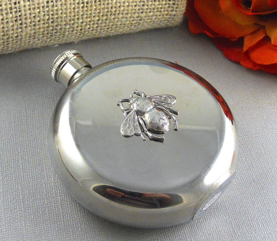 Silver Bumble Bee Flask Bumble Bee Insect Bug Vintage | Etsy