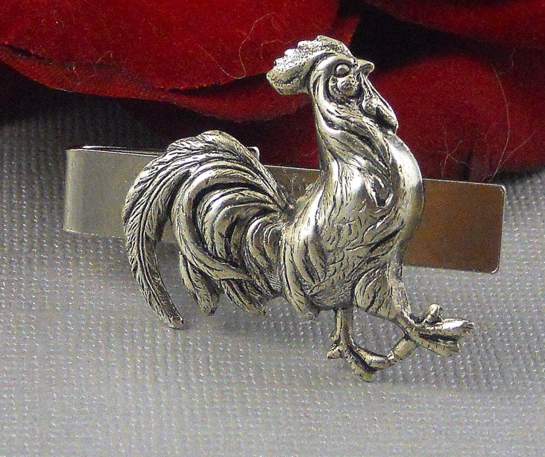 Sale Silver Chicken Tie Clip, Tie Bar, Tie Tack, Tie, Rooster, Vintage ...