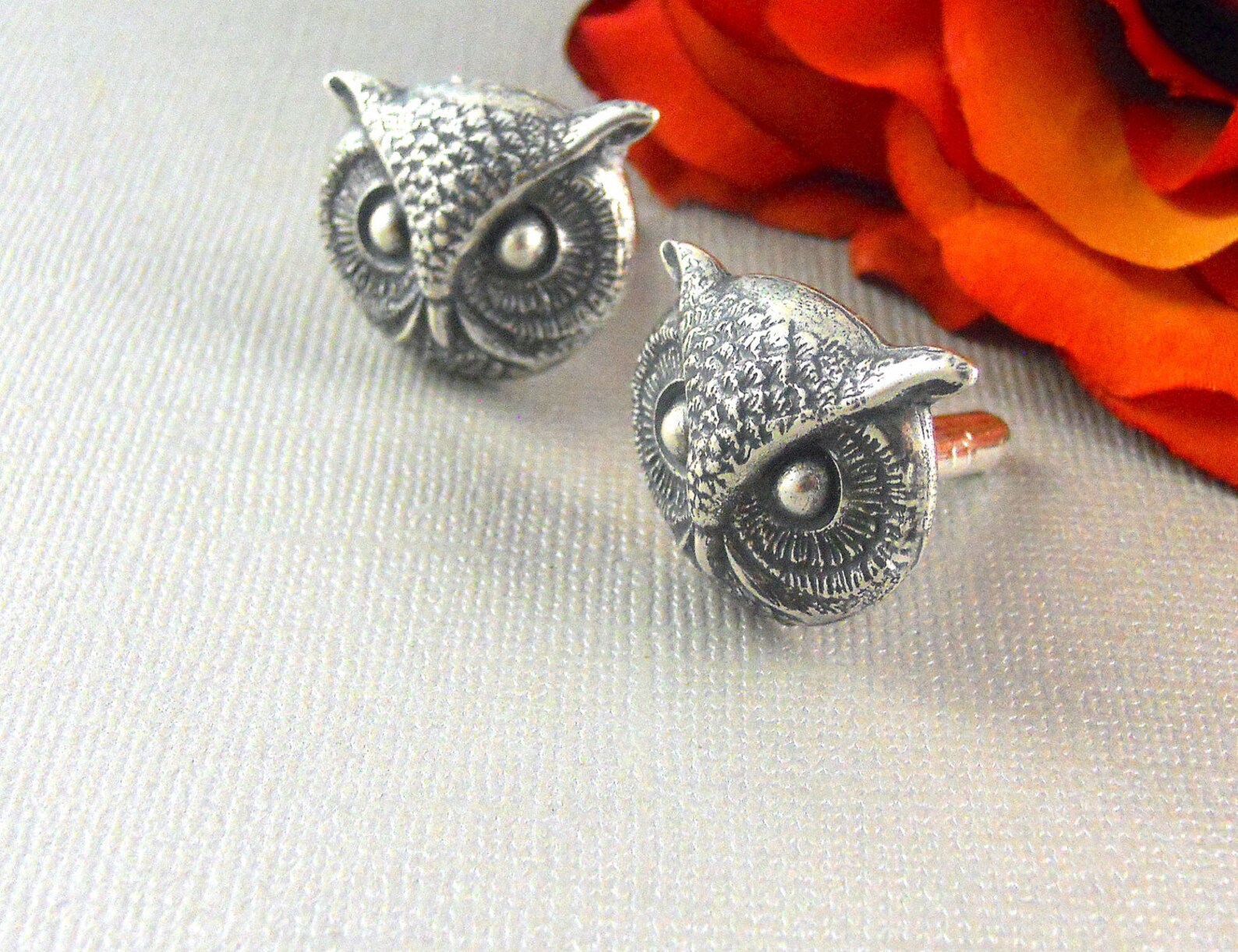 Owl Cufflinks Antique Silver Big Gothic Victorian Steampunk - Etsy