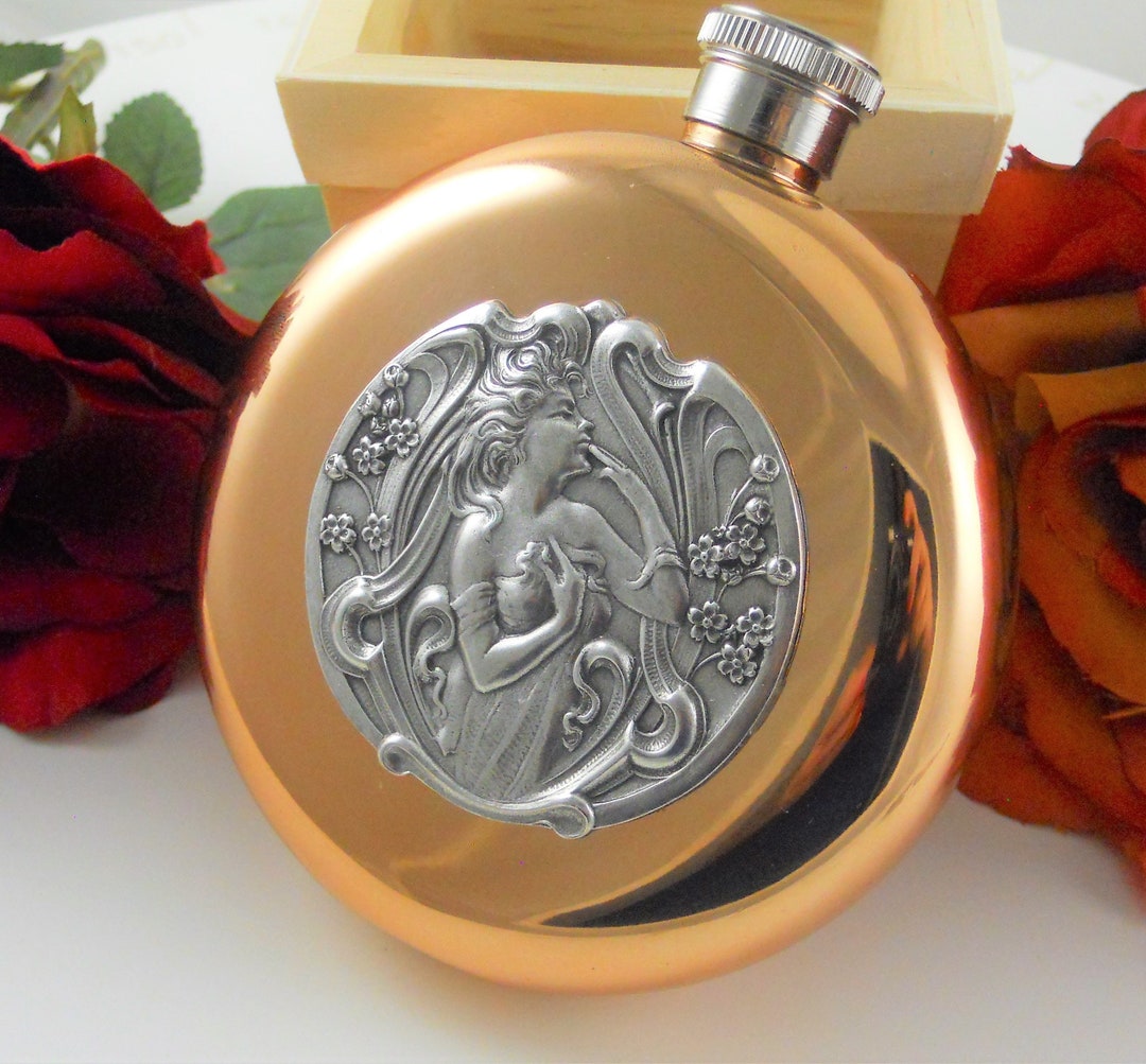 Rose Gold Color Goddess Flask, Goddess Accessories, Round Flask, Copper ...