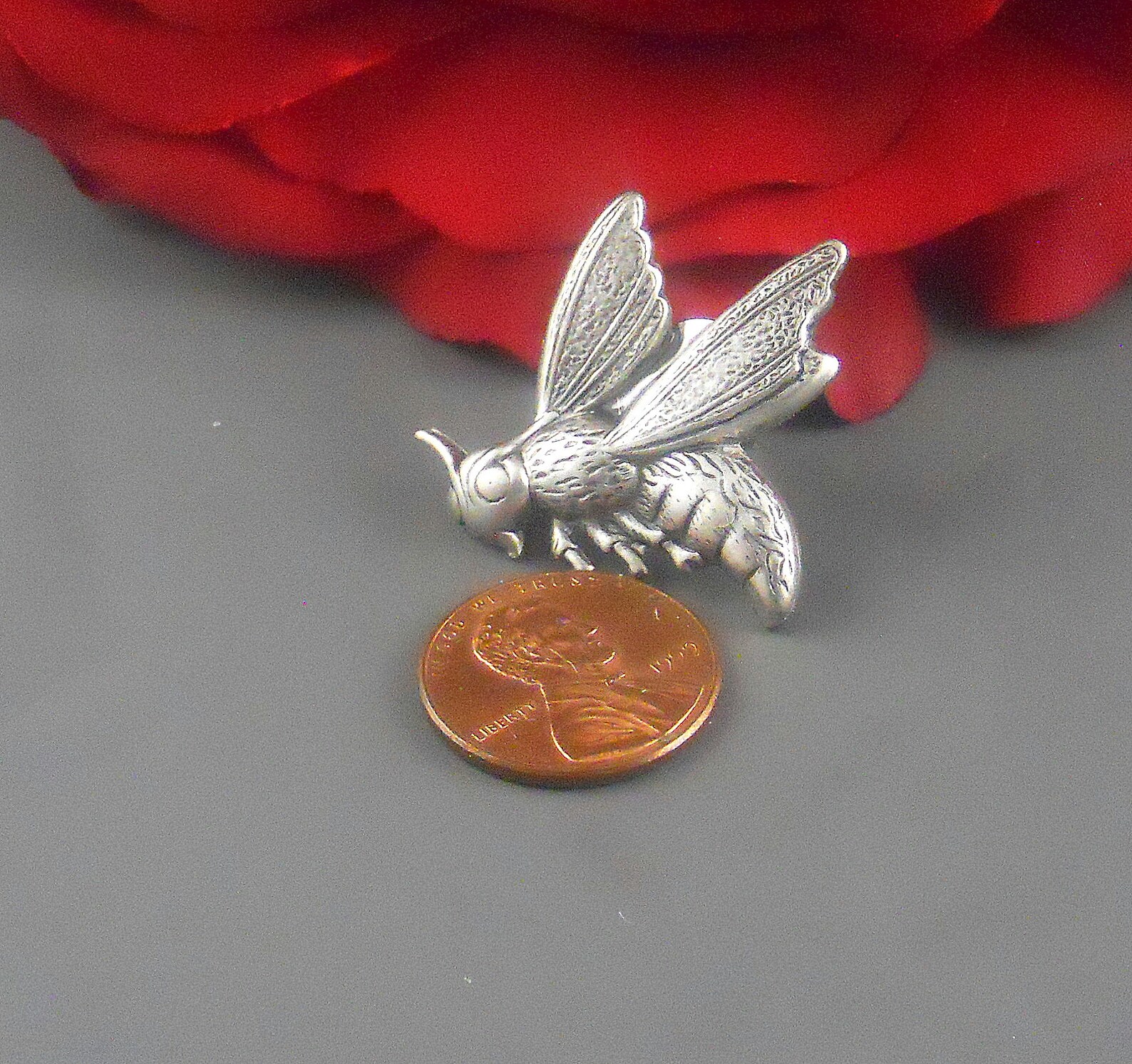 Flying Bee Pin Bee Tie Tack Sterling Silver Plated Wings Men - Etsy