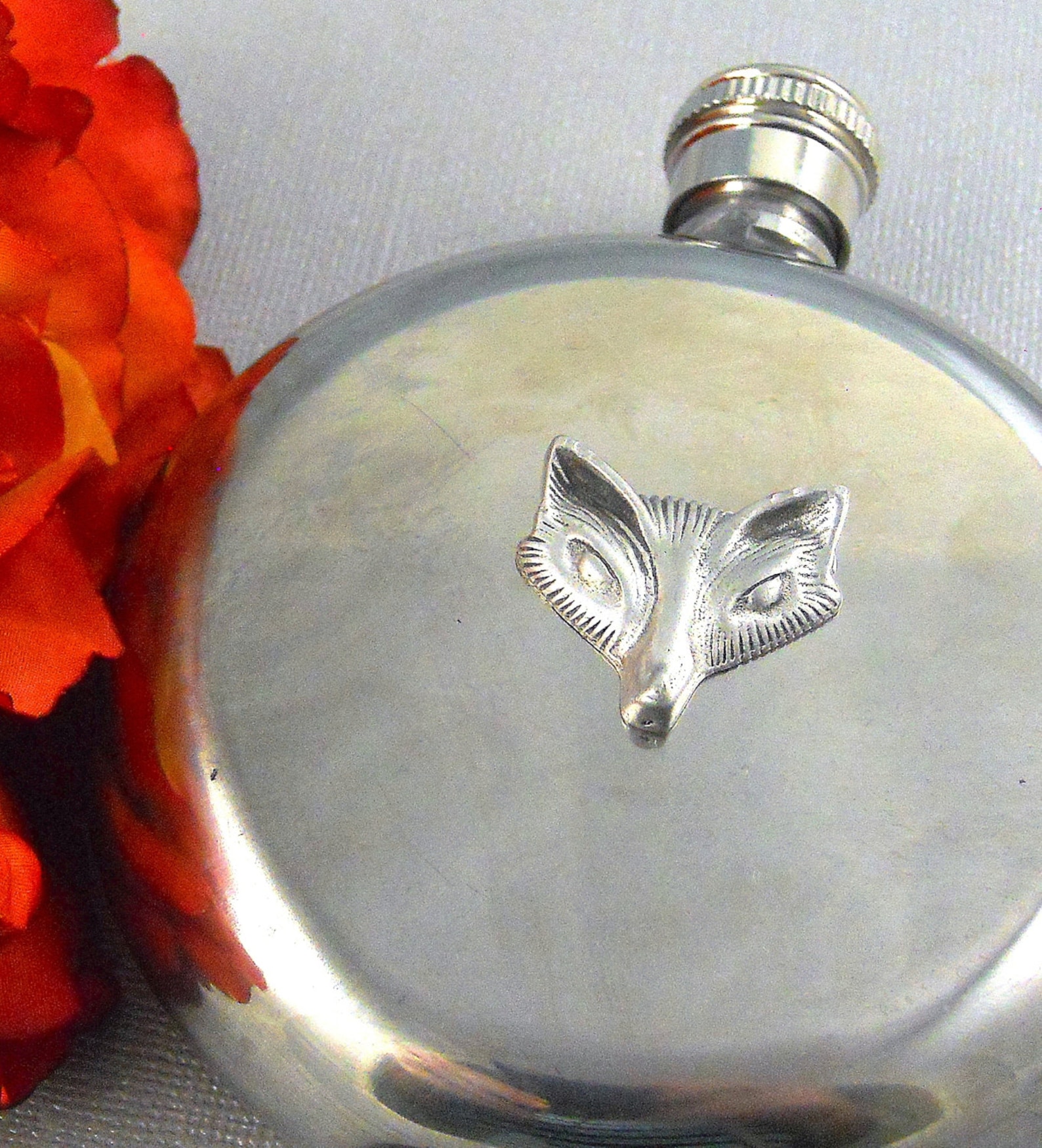 Steampunk Fox Flask, Antique Silver Finish, 5oz Steel Flask - Etsy