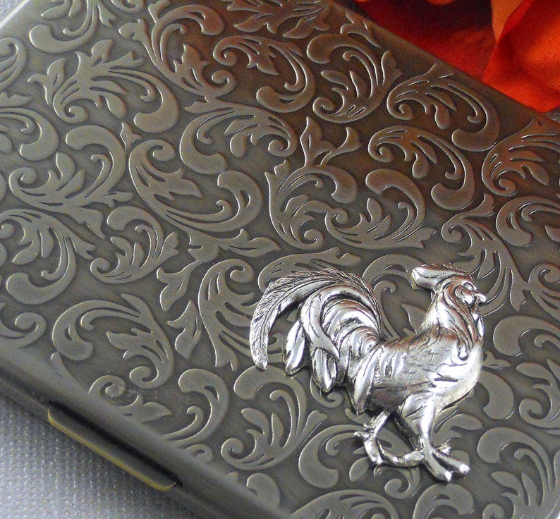 Rooster Cigarette Case Vintage Inspired Silver Rooster Holder | Etsy